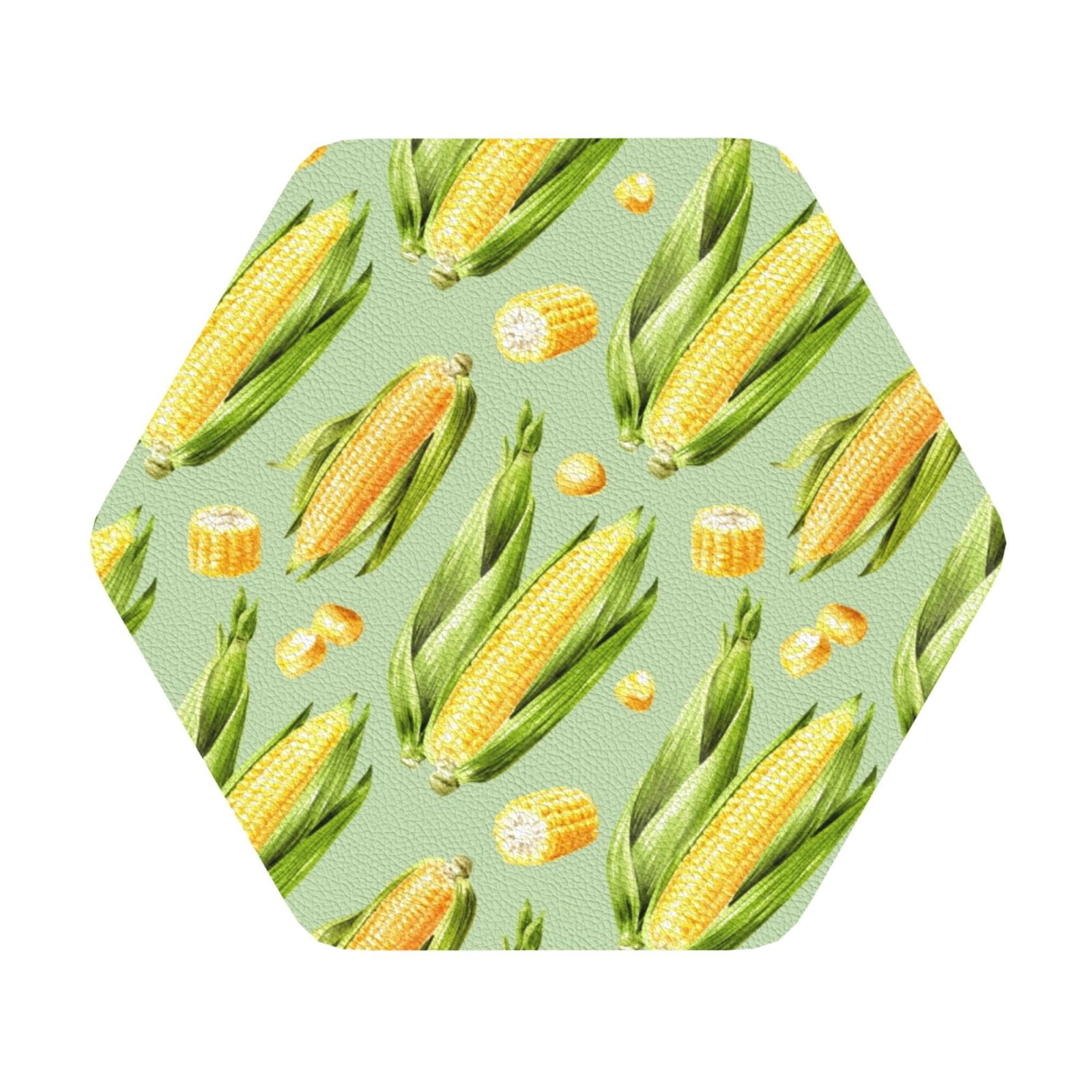 Salouo Fresh Sweet Corn Print Round Coaster,Drink Coasters Leather Bar ...