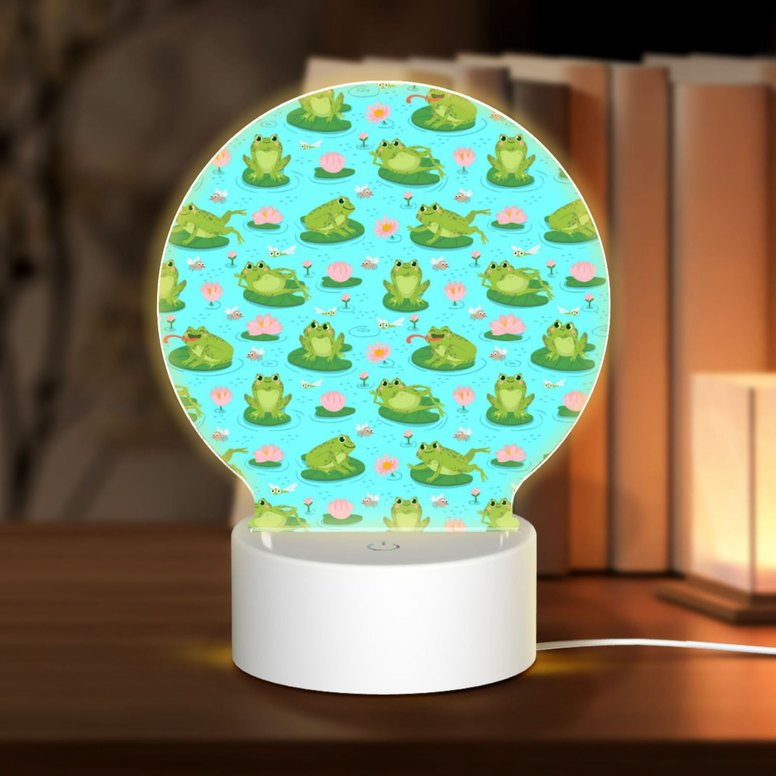 Salouo Frogs And Aquatic Plants for Round Acrylic Night Light - Acrylic ...