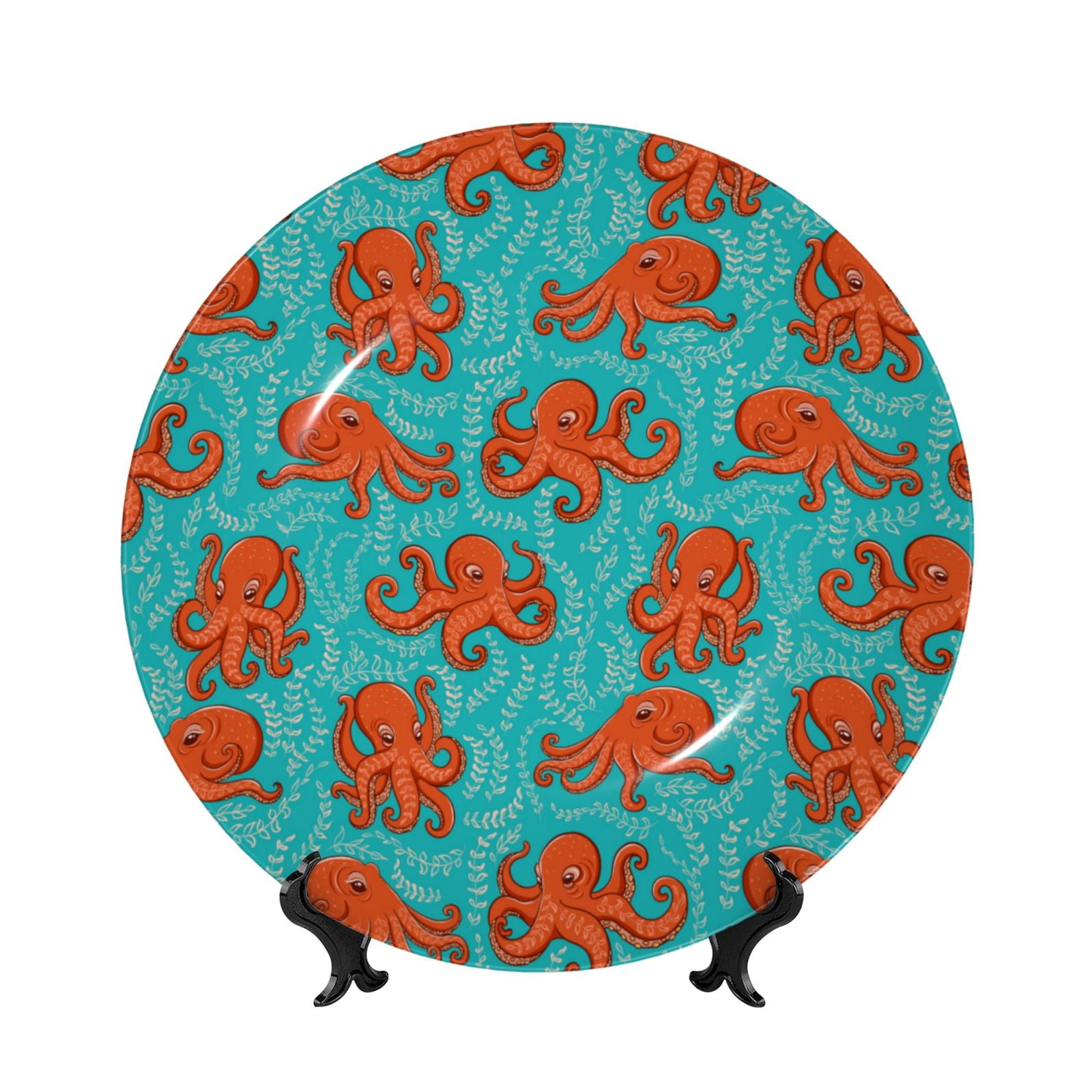 Salouo Fun Octopus Pattern Bone China Decorative Plate,Holiday Decor ...