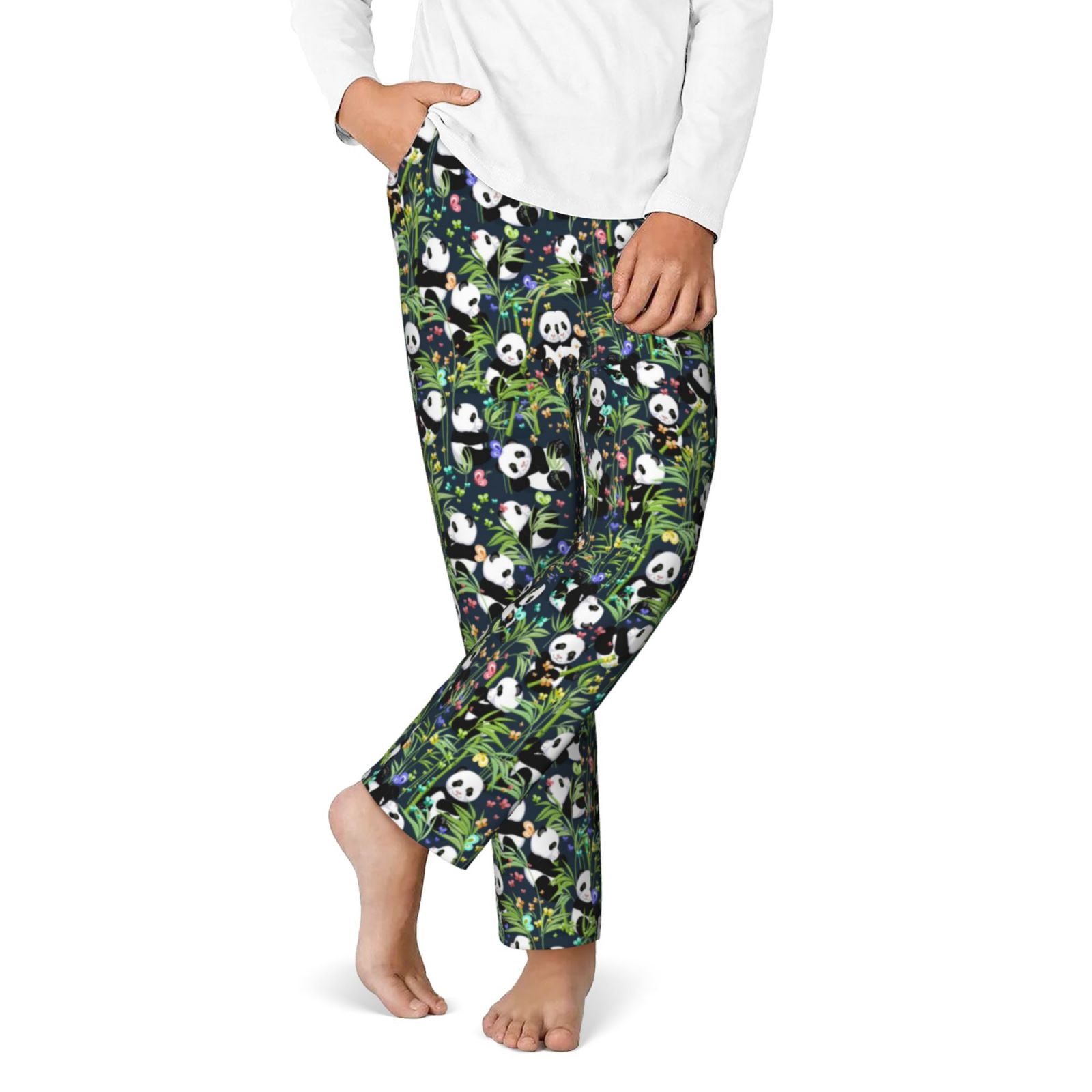 Salouo Fun Panda Playing With Bamboo Leaves Pattern Boys Pajama Pants ...