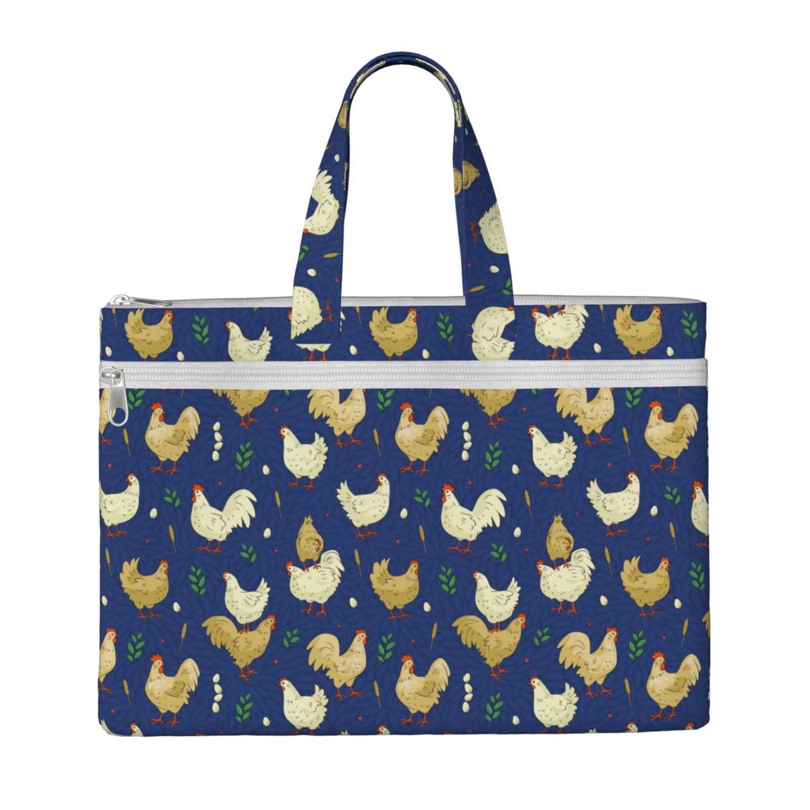 Salouo Funny Chicken for Canvas Tote File Bag, Tote Bag With Zipper ...