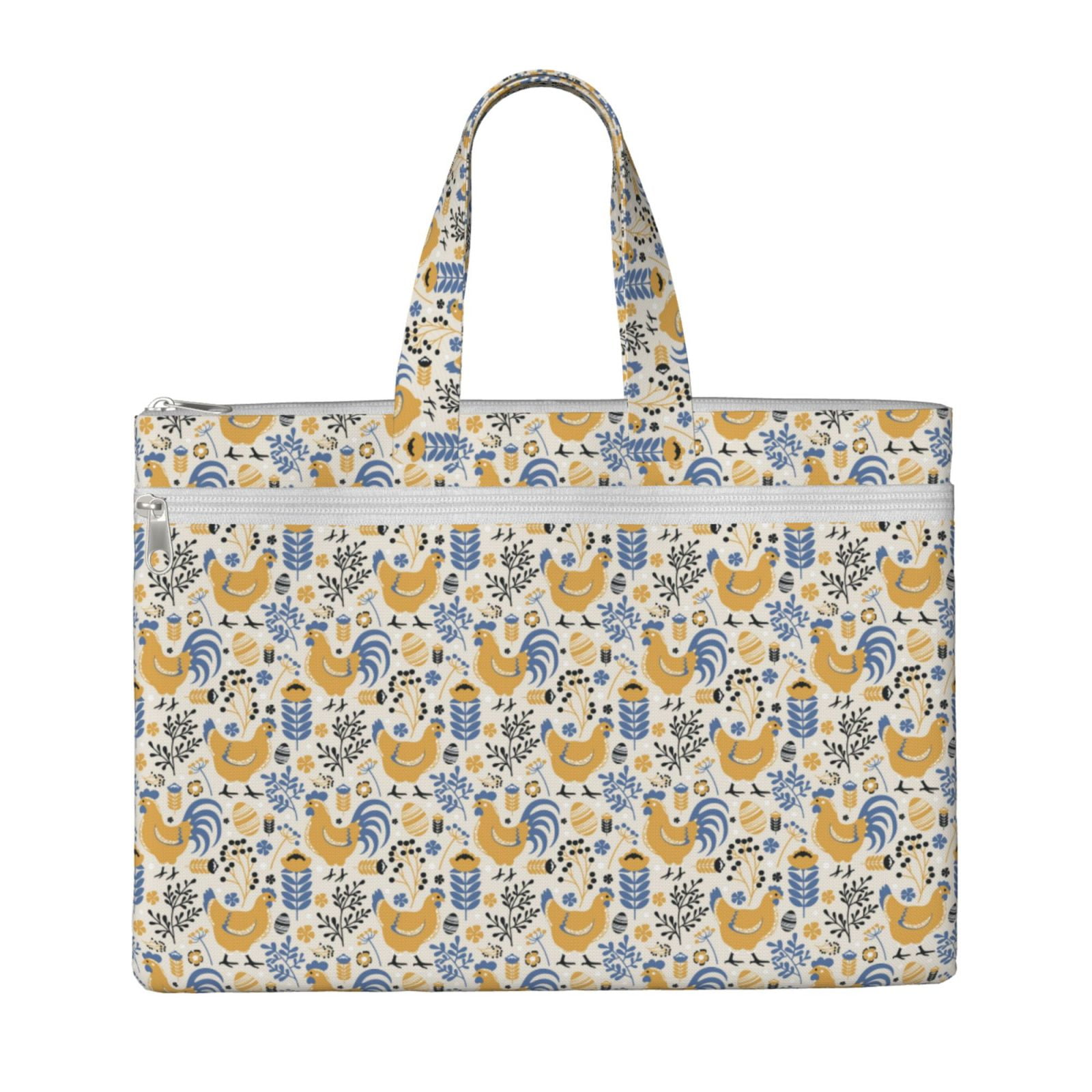 Salouo Funny Chicken for Canvas Tote File Bag, Tote Bag With Zipper ...
