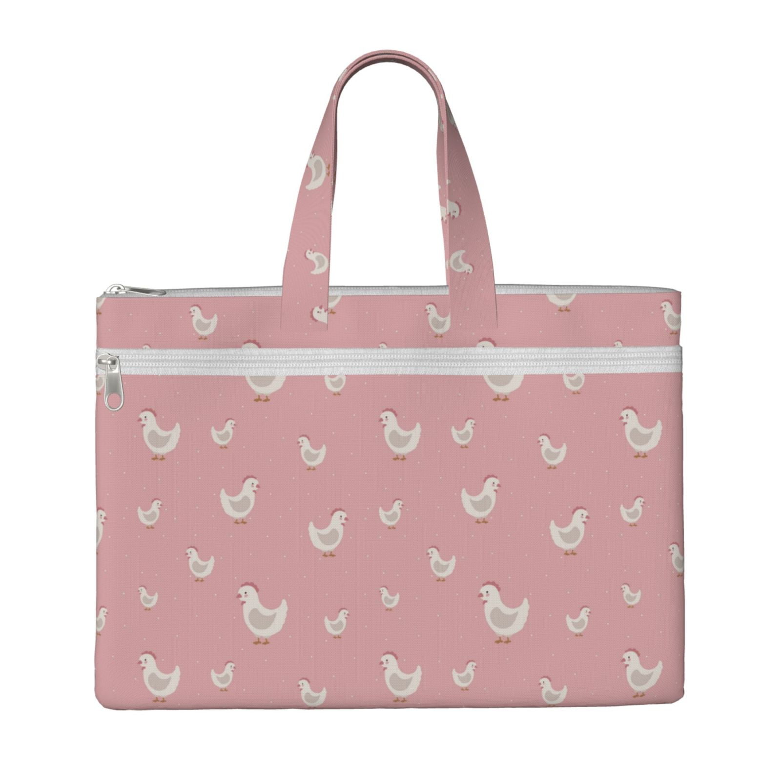 Salouo Funny Chicken for Canvas Tote File Bag, Tote Bag With Zipper Business Briefcase Document ...