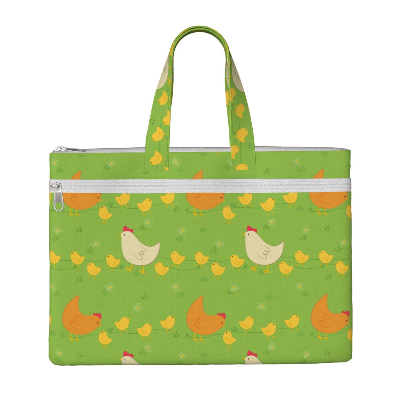 Salouo Funny Chicken for Canvas Tote File Bag, Tote Bag With Zipper ...