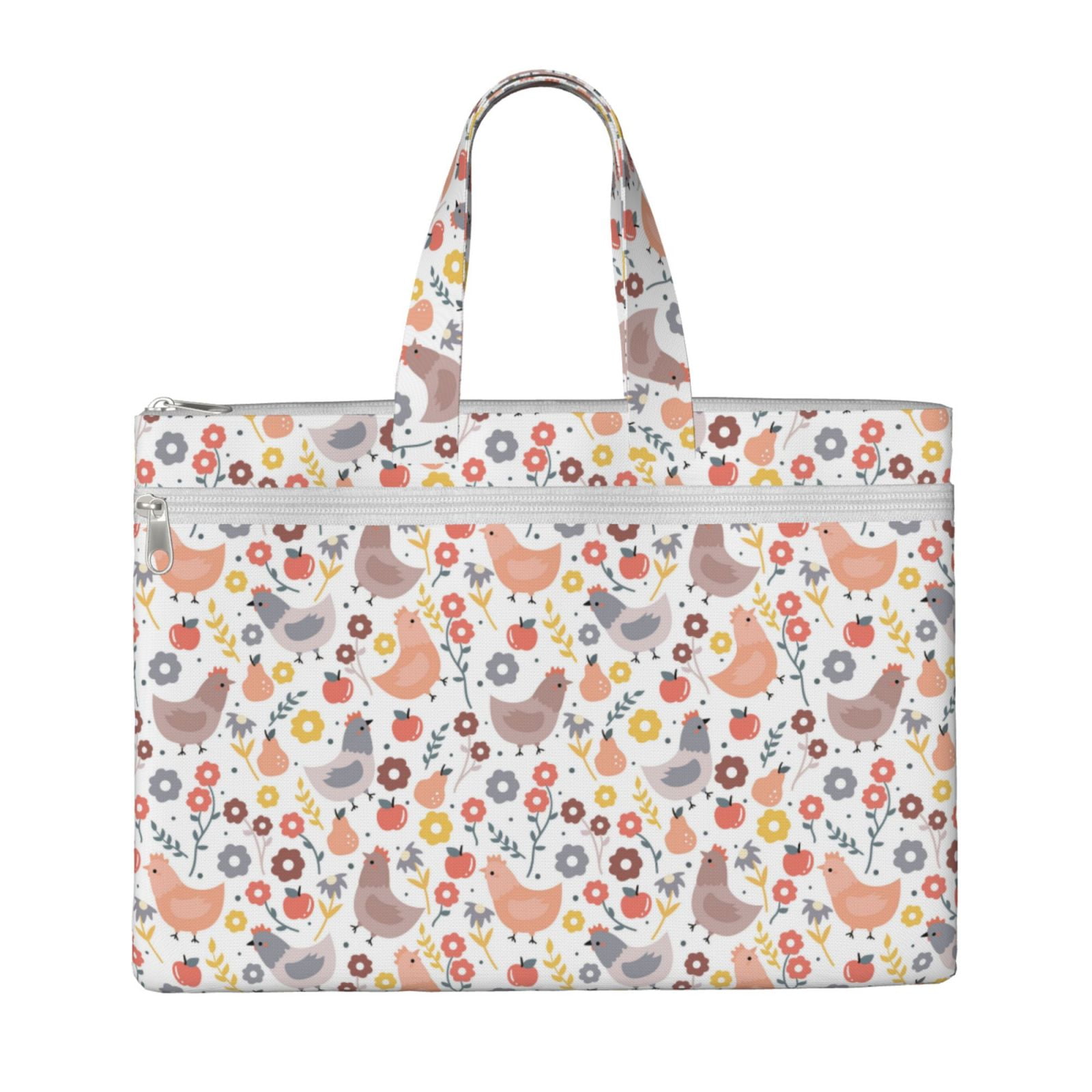 Salouo Funny Chicken for Canvas Tote File Bag, Tote Bag With Zipper ...