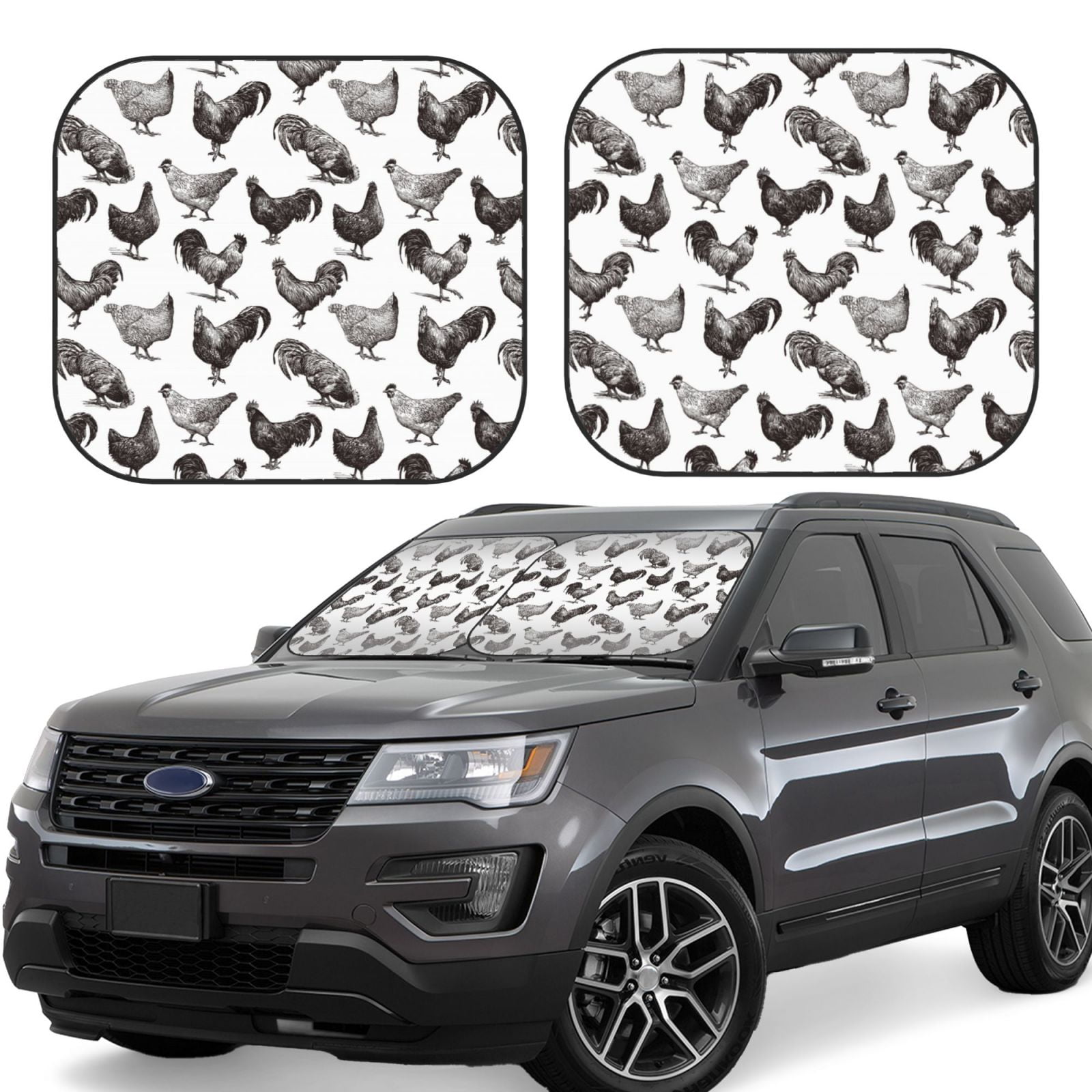Salouo Funny Chicken Pattern Car Windshield Sun Shade Foldable | Front ...