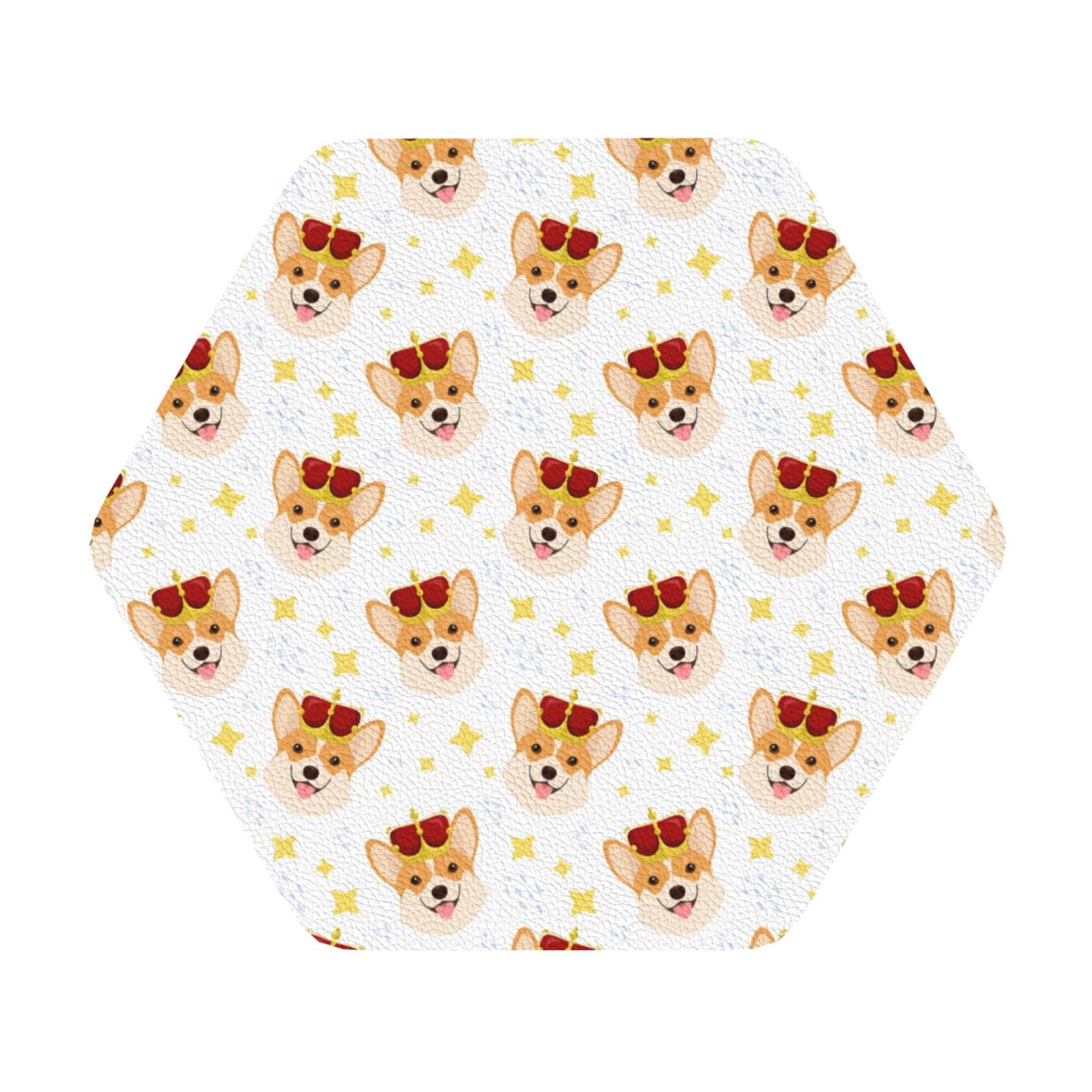 Salouo Funny Corgi Print Round Coaster,Drink Coasters Leather Bar Beer ...