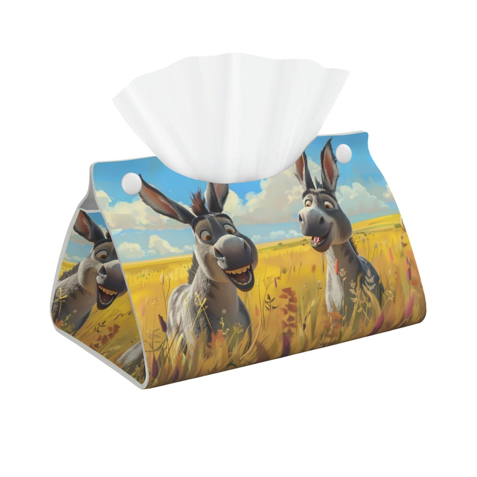 Salouo Funny Countryside Donkey Pattern Long Tissue Box Cover ...