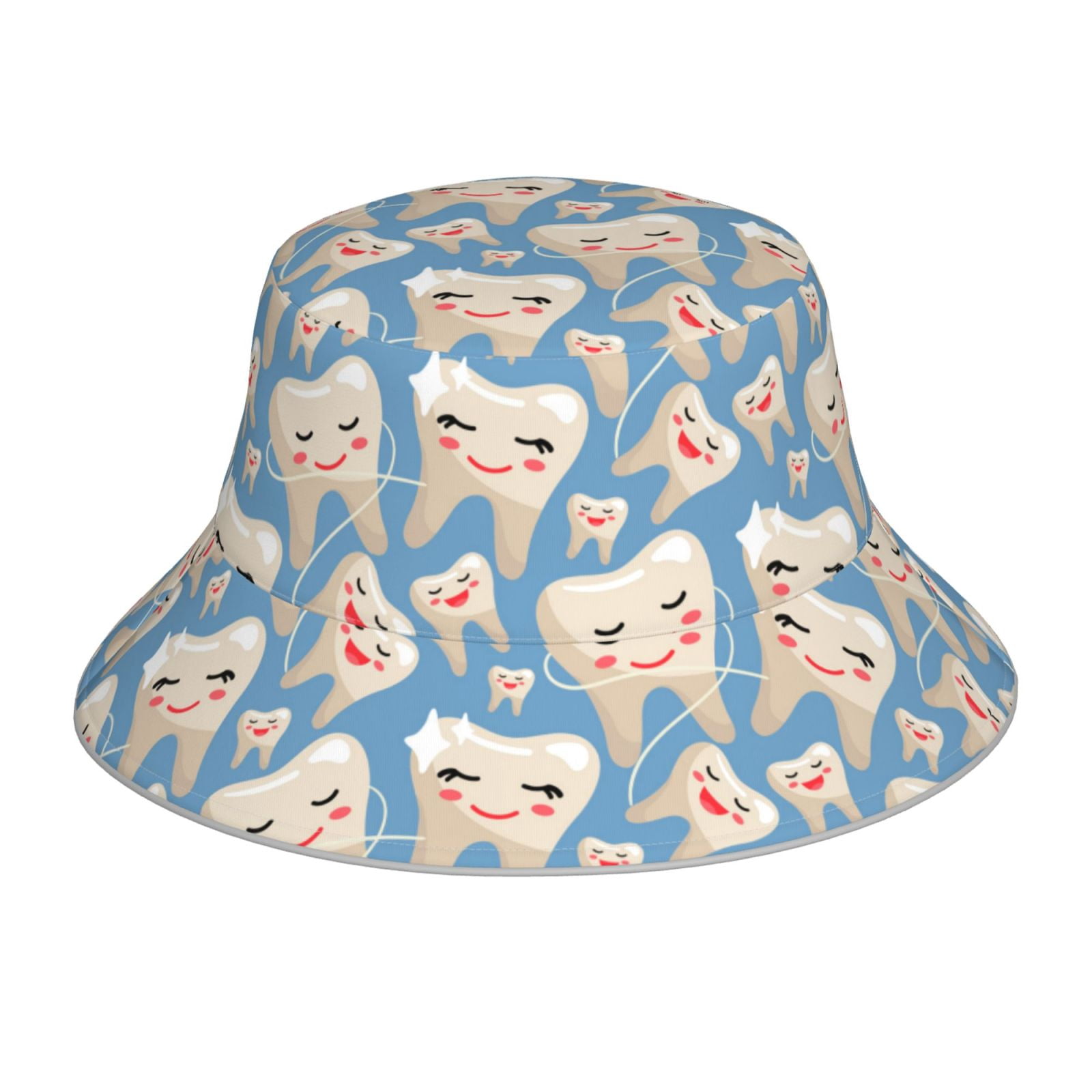 Salouo Funny Cute Healthy Teeth Print Unisex Bucket Hat, Outdoor Summer ...
