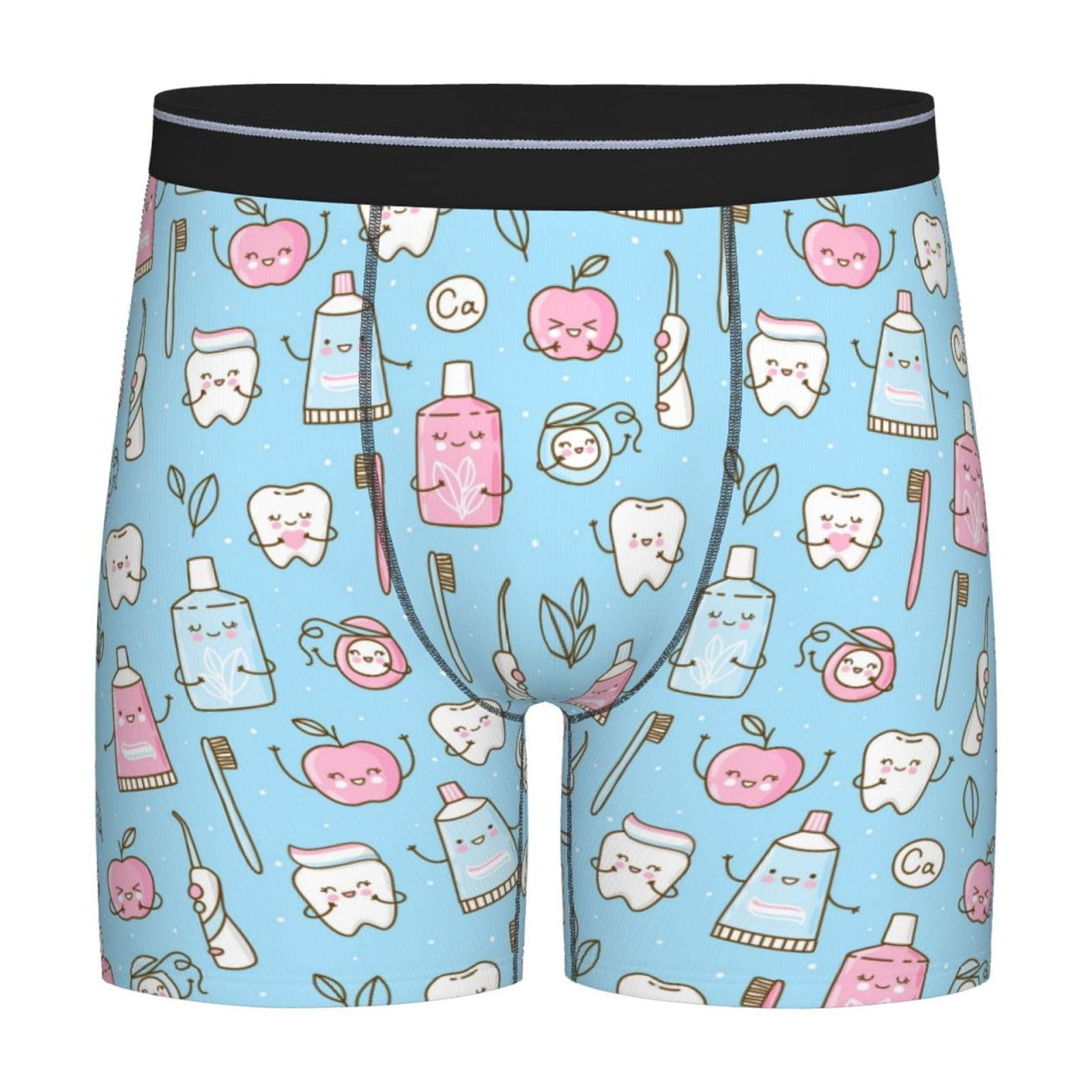 Salouo Funny Cute Teeth Pattern Men's Boxer Briefs, Soft & Breathable ...