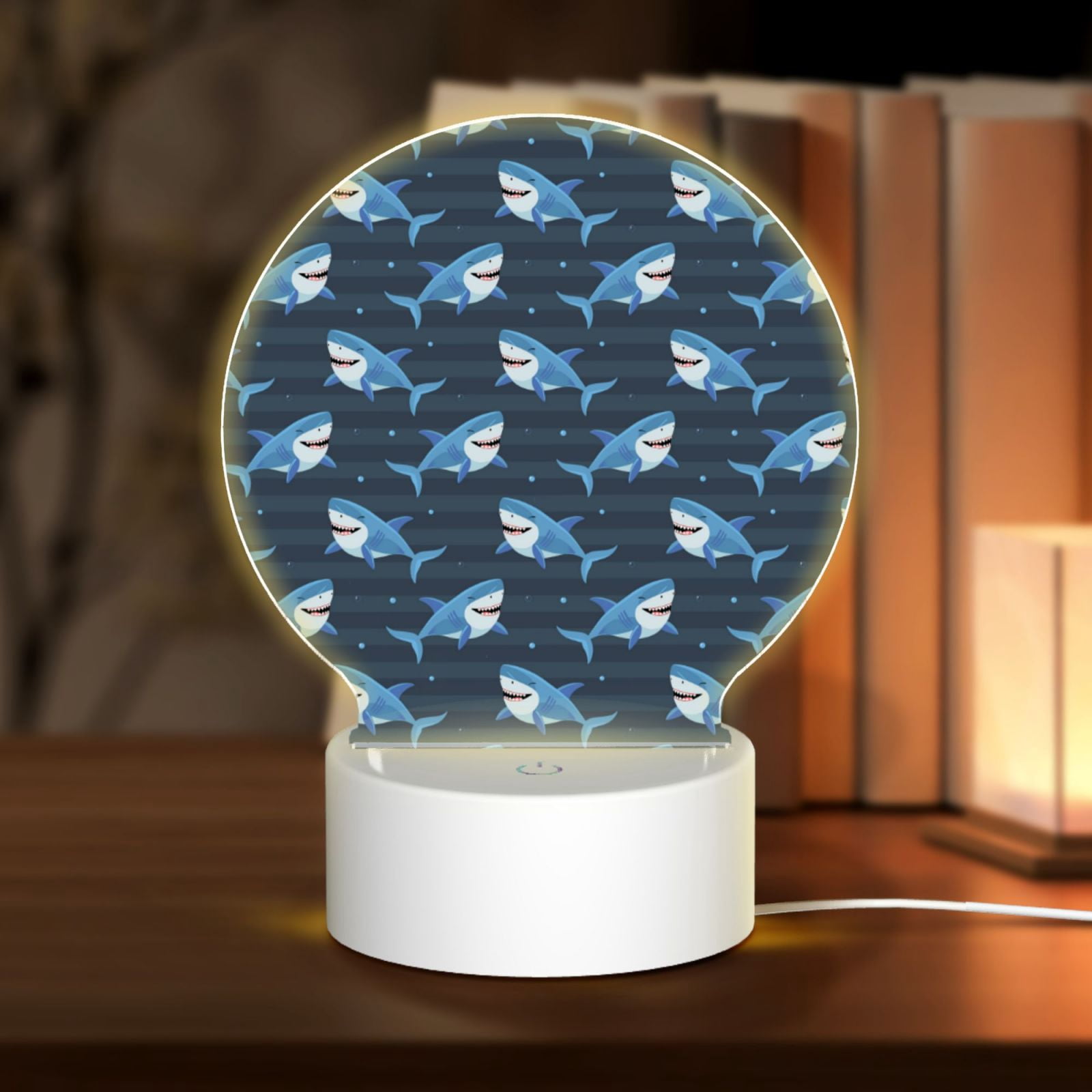 Salouo Funny Sharks for Round Acrylic Night Light - Acrylic Sheets with ...