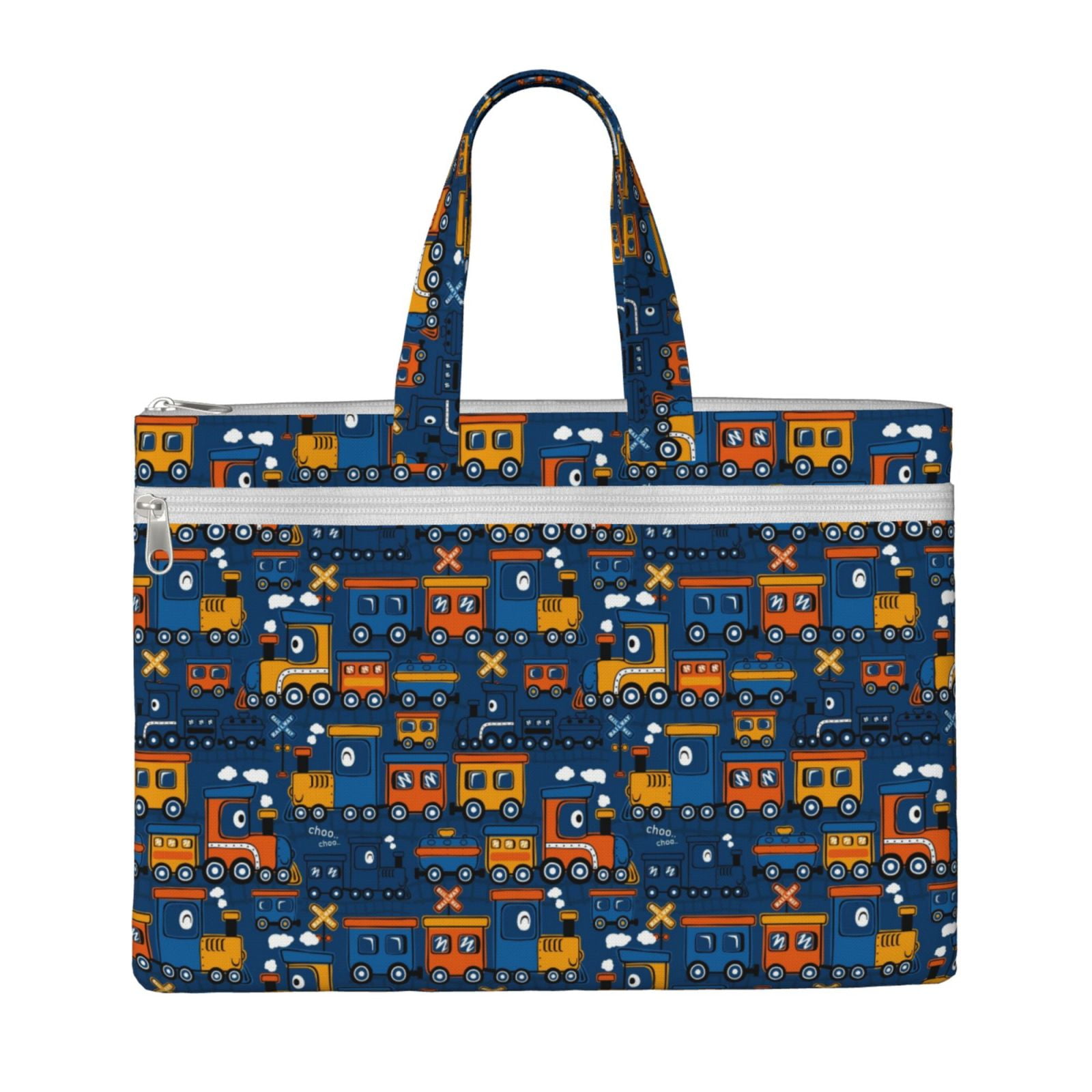 Salouo Funny Steam Train for Canvas Tote File Bag, Tote Bag With Zipper ...
