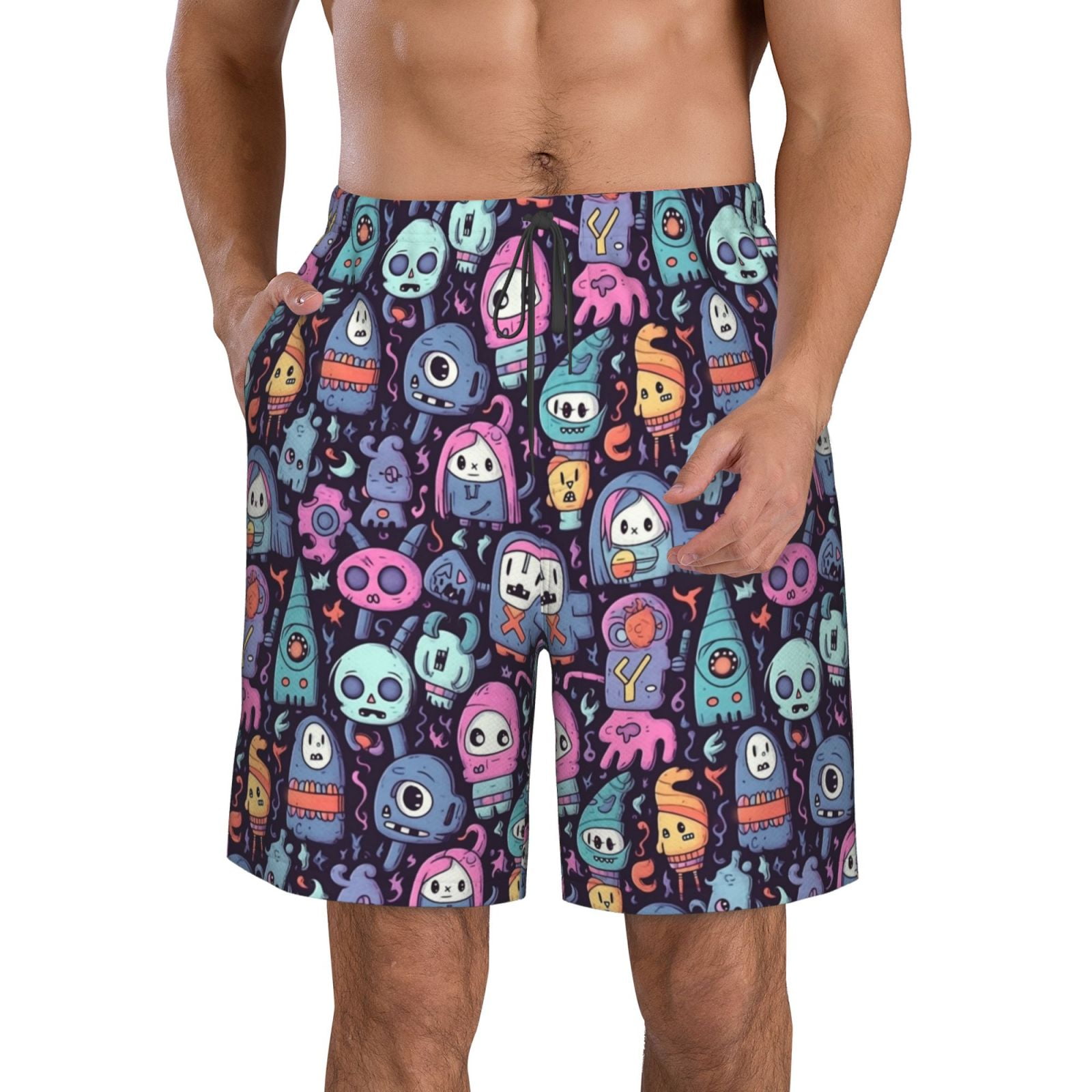 Salouo Funny colorful skull ghost Pattern Swim Trunks for Men,Men's ...