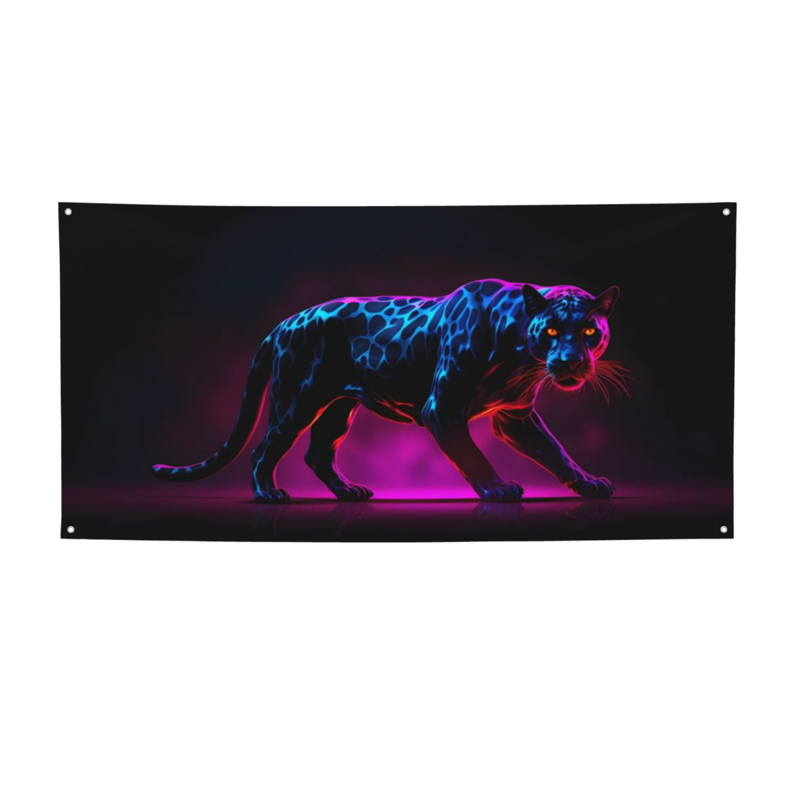 Salouo Futuristic Purple Panther A、 Pattern Holiday Banner Outside ...