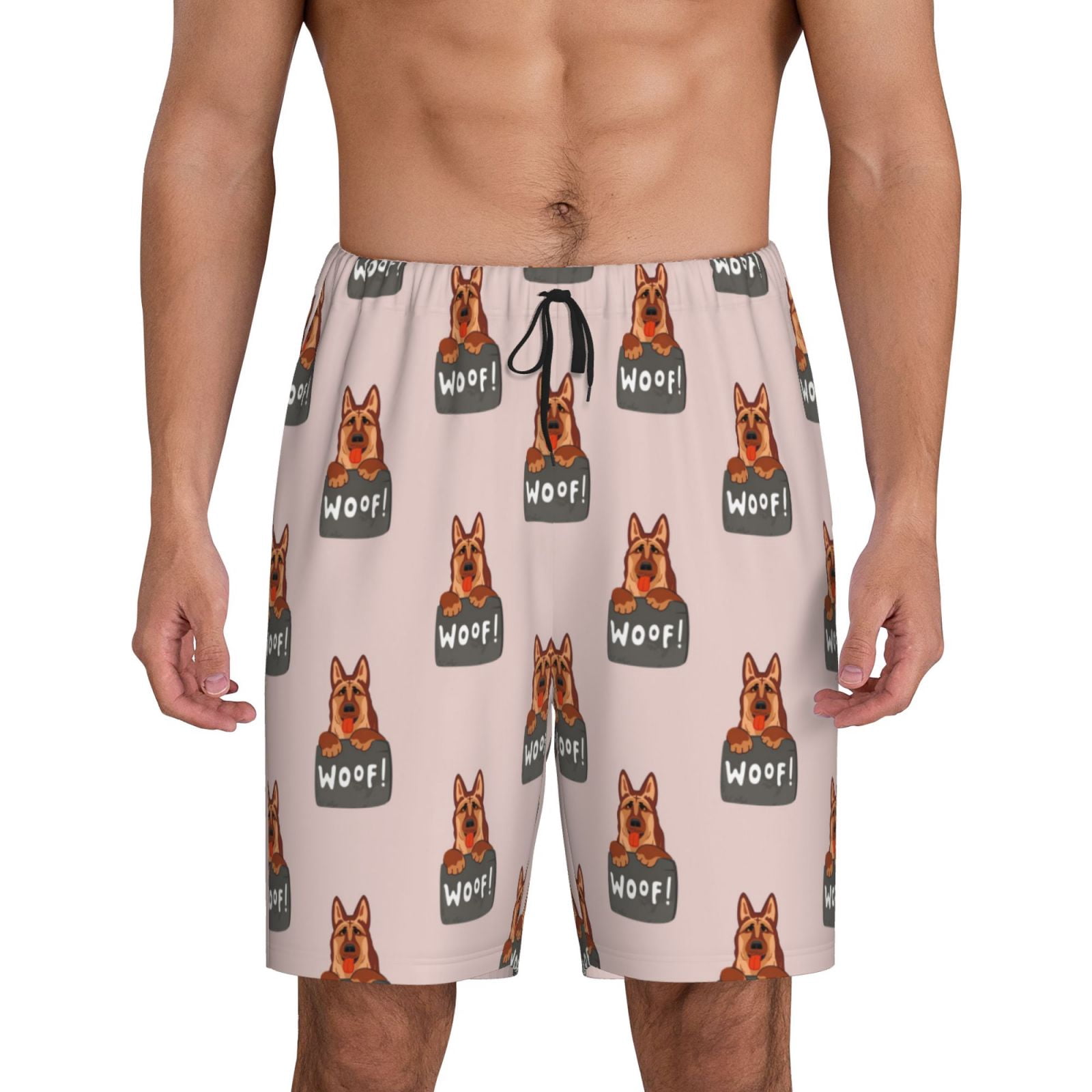 Salouo German Shepherd Dog Pattern Men's Sleep Pajama Shorts,Pajama ...