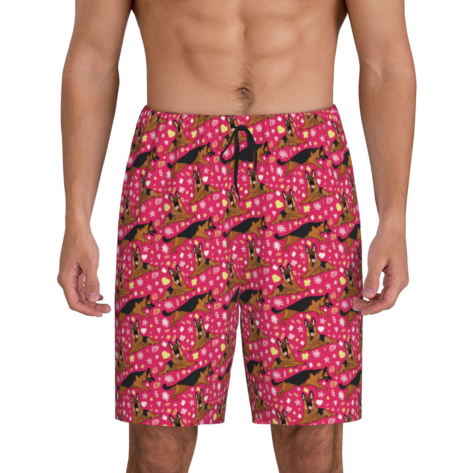 Salouo German Shepherd Dog Pattern Men's Sleep Pajama Shorts,Pajama ...