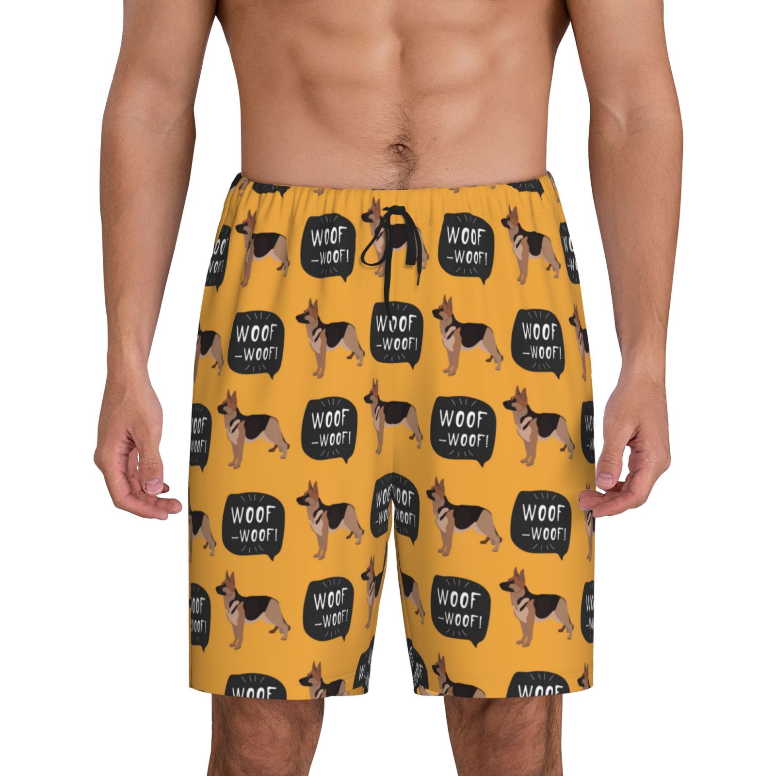 Salouo German Shepherd Woof Pattern Men's Sleep Pajama Shorts,Pajama ...