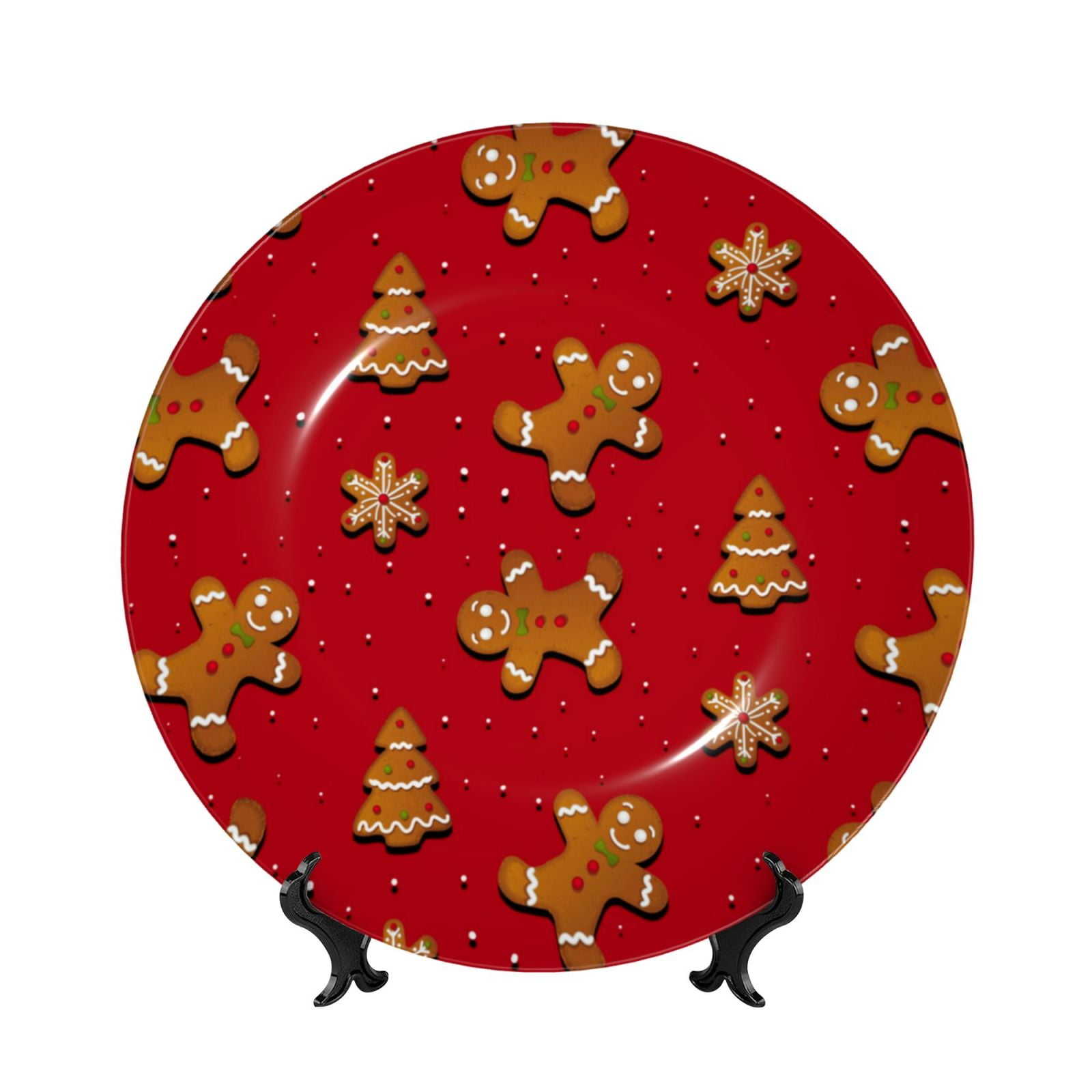 Salouo Gingerbread Man Pattern Bone China Decorative Plate,Holiday ...