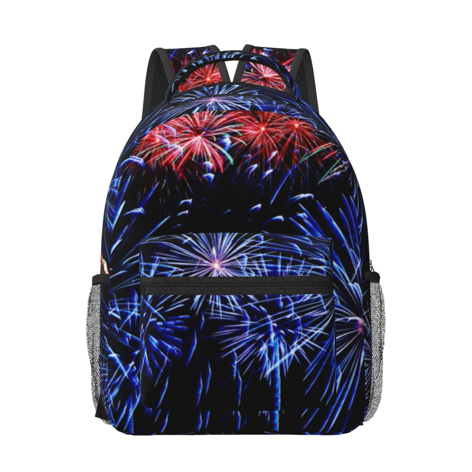 Salouo Glasses And Fireworks Print Laptop Backpack 16.5'' Daypack Carry ...