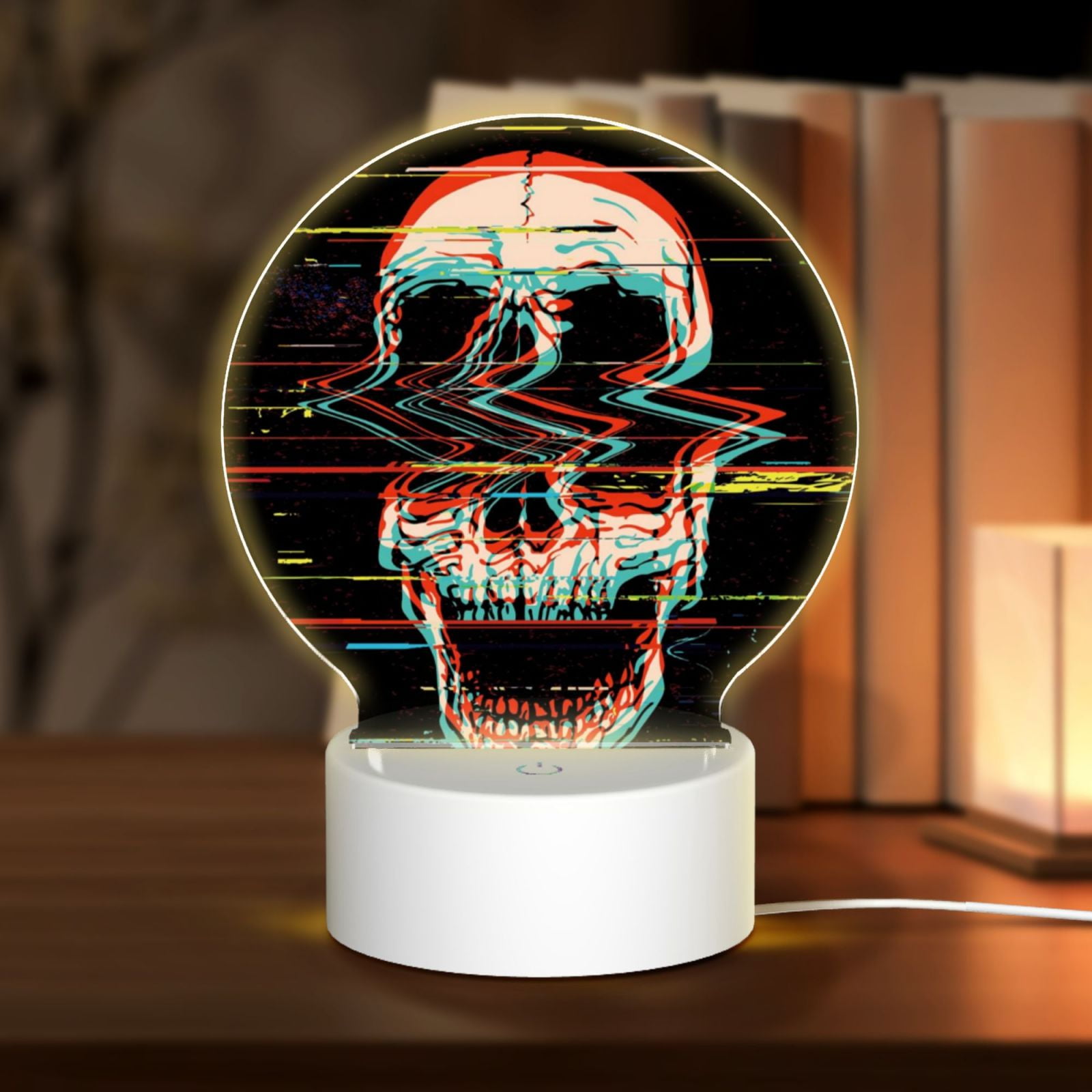Salouo Glitch Screaming Skull for Round Acrylic Night Light - Acrylic ...