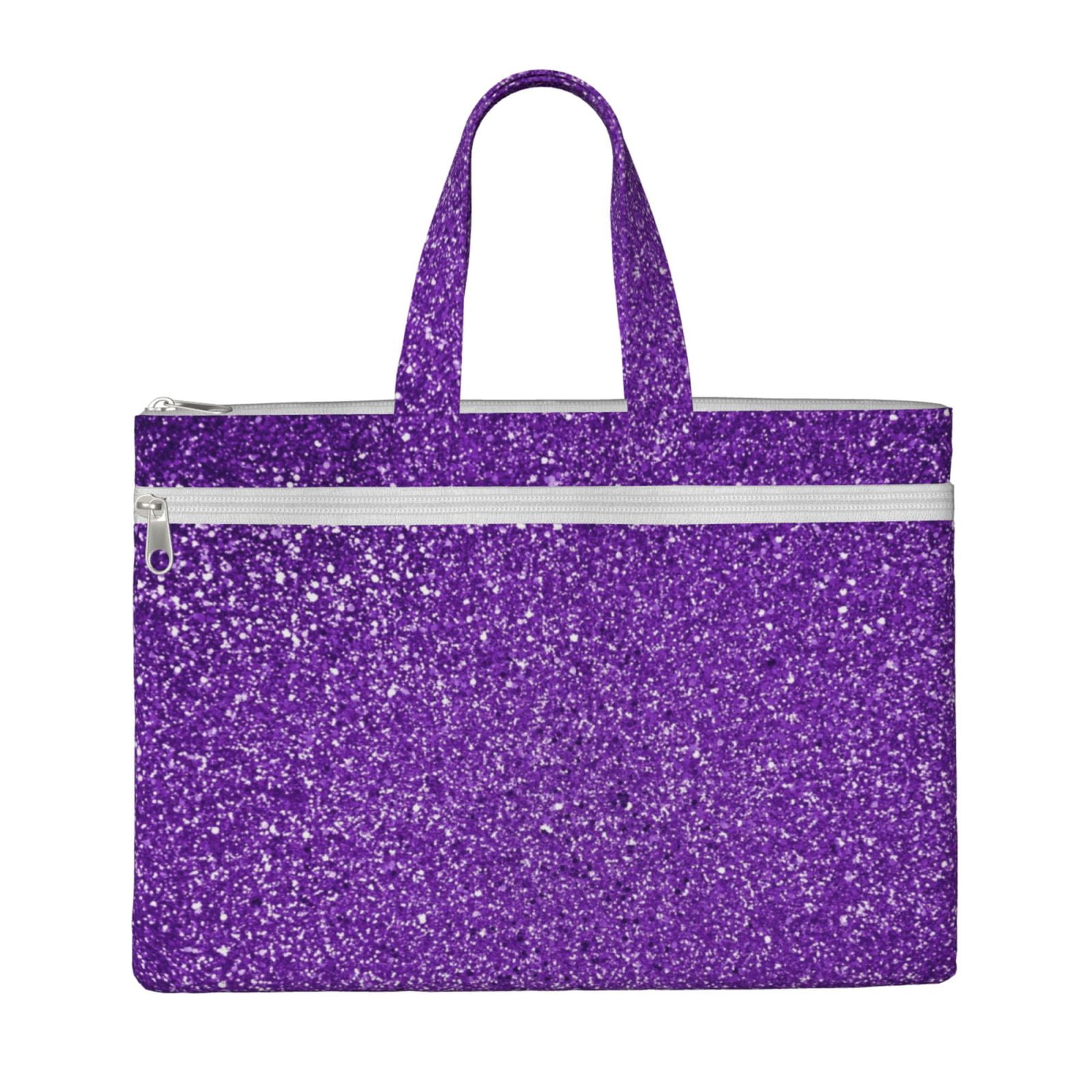 Salouo Glitter Purple for Canvas Tote File Bag, Tote Bag With Zipper ...