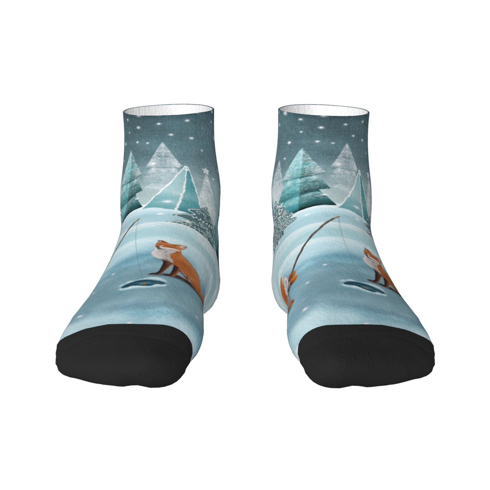 Salouo Gnome And Red Fox Fishing Pattern Unisex Middle Tube Socks ...