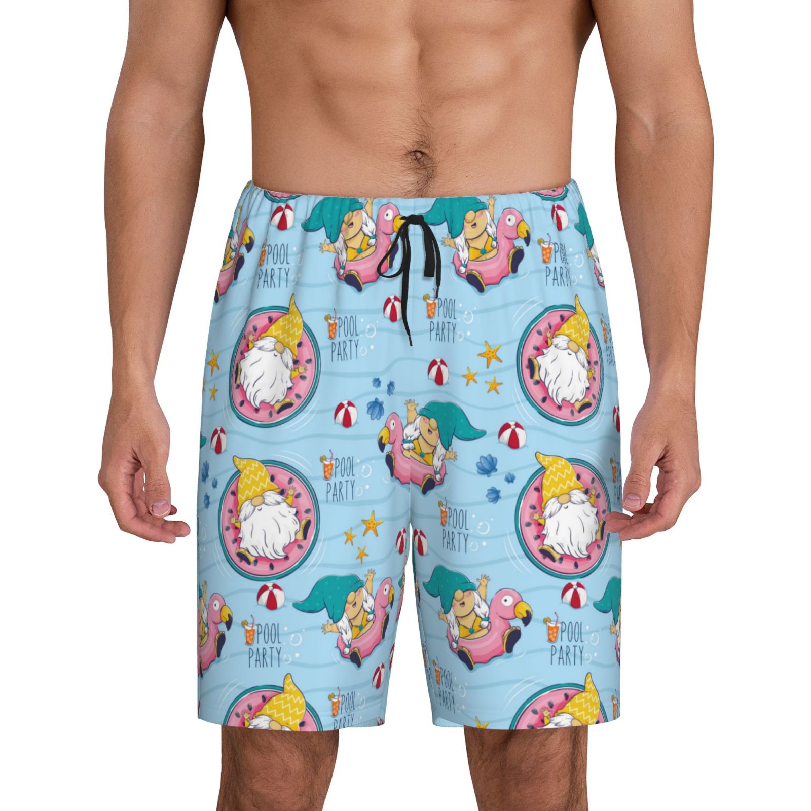 Salouo Gnome Pool Party Pattern Men's Sleep Pajama Shorts,Pajama ...