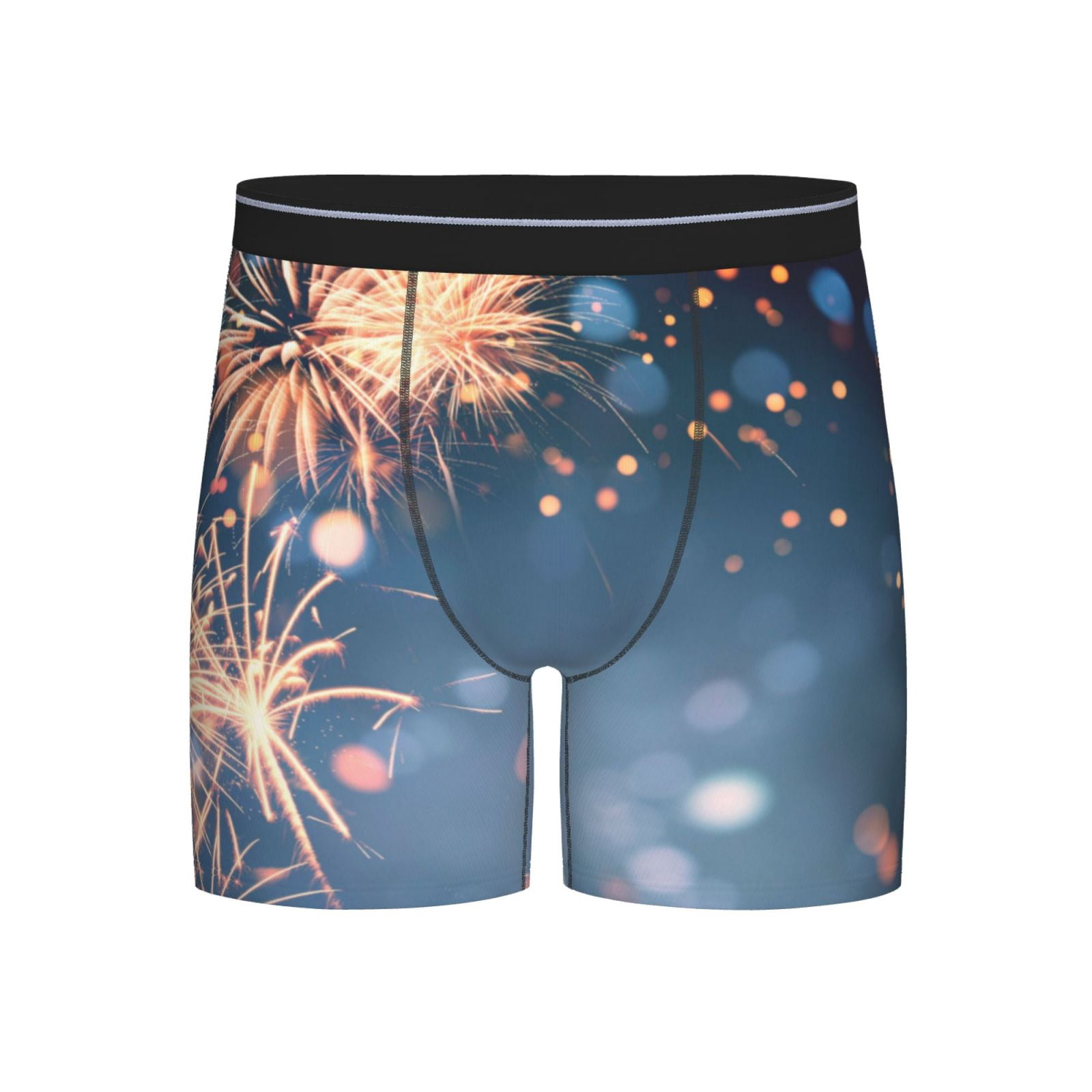 Salouo Gold And Blue Fireworks Pattern Men's Boxer Briefs, Soft ...