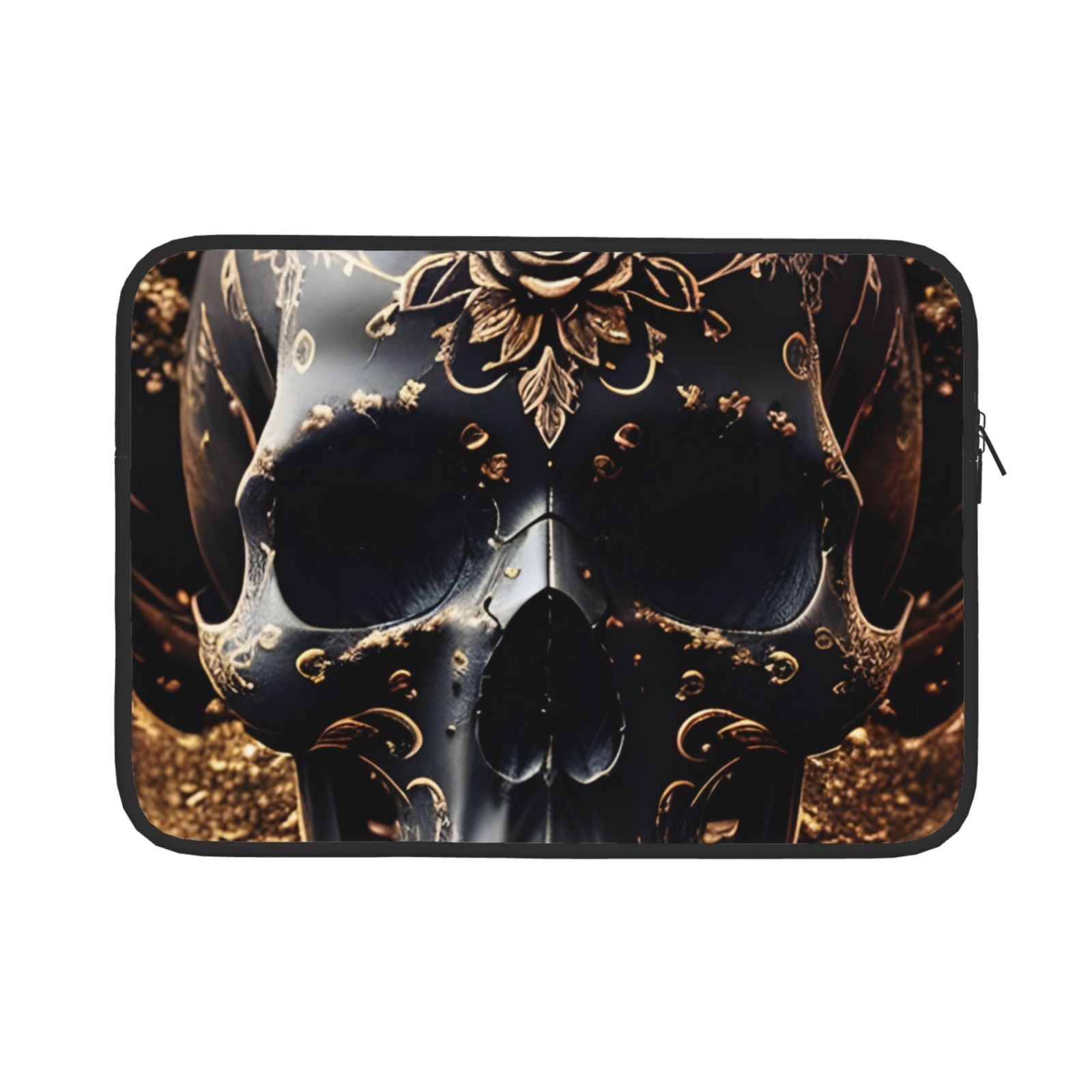 Salouo Gold Pattern Black Skull Pattern Laptop Sleeve Case, Laptop ...