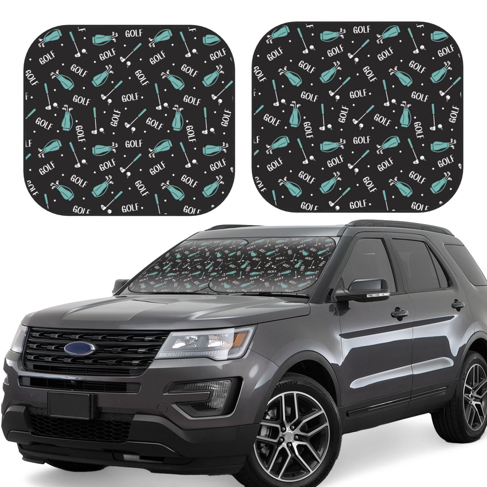 Salouo Golf Bags And Balls Pattern Car Windshield Sun Shade Foldable ...