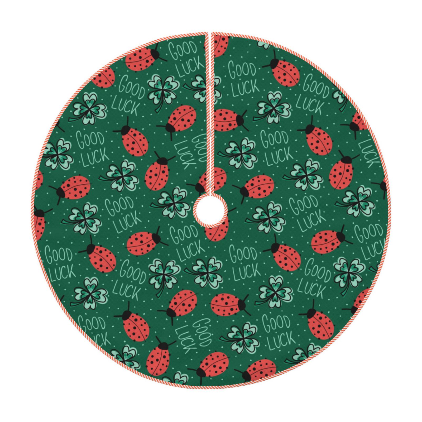Salouo Good Luck Ladybug Christmas Tree Skirt 48" Farmhouse Christmas ...