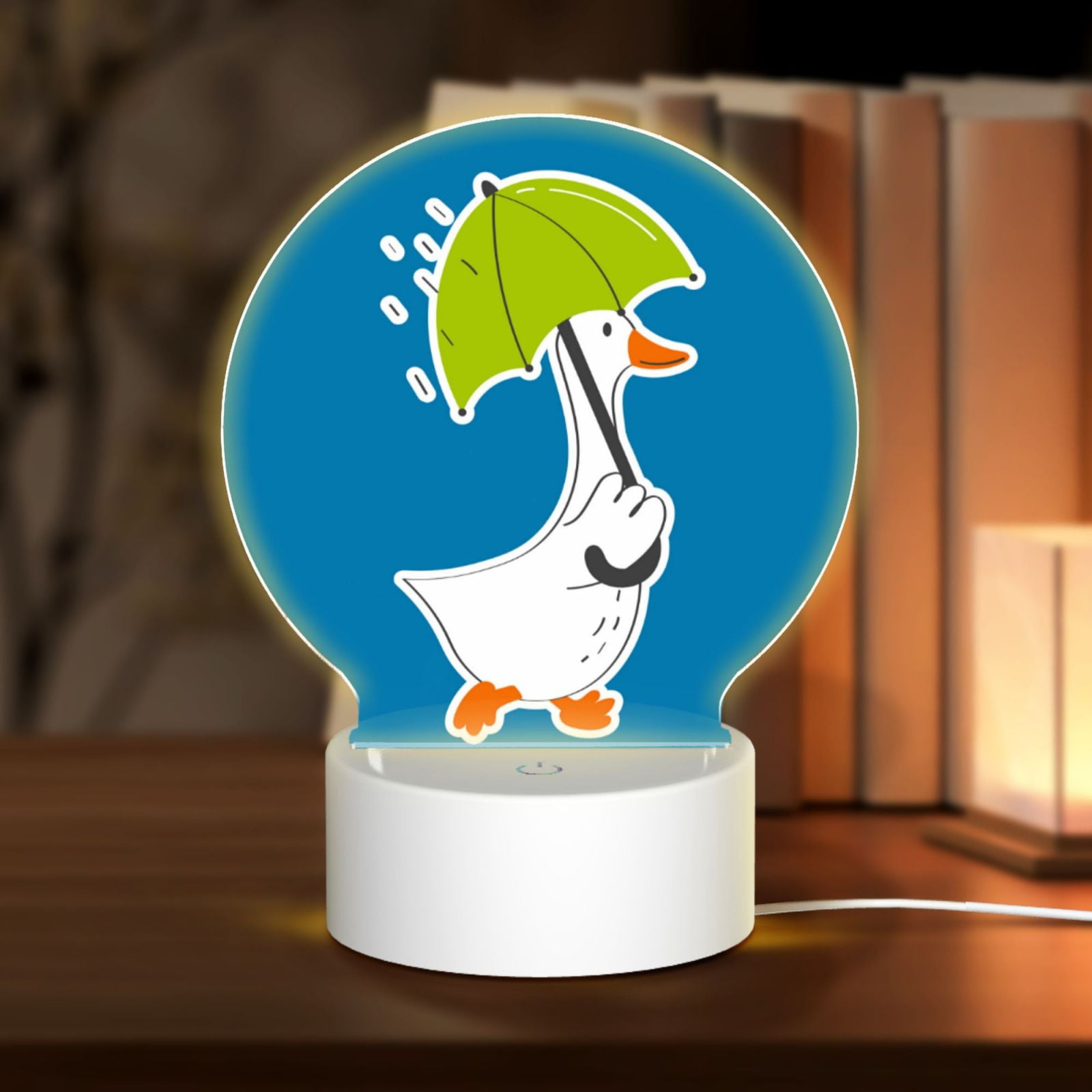 Salouo Goose Holding an Umbrella for Round Acrylic Night Light ...