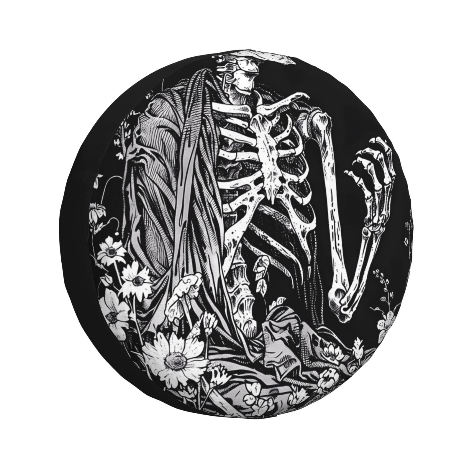 Salouo Gothic Skull Floral Art Print Spare Tire Cover 14-17 inch Spare ...
