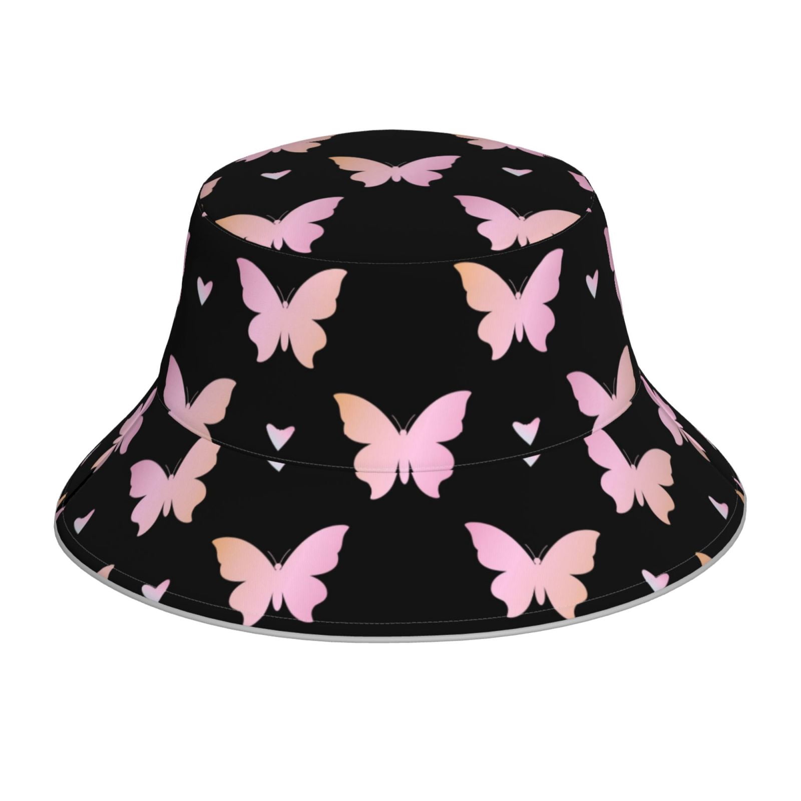 Salouo Gradient Butterfly Print Unisex Bucket Hat, Outdoor Summer Beach ...