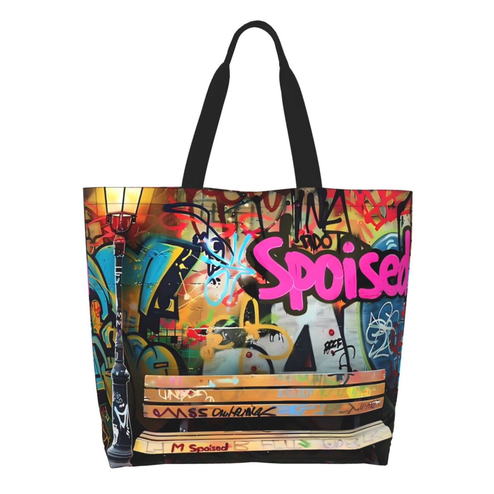 Salouo Graffiti Lamp Urban Scene for Tote Bag for Women - Shoulder ...