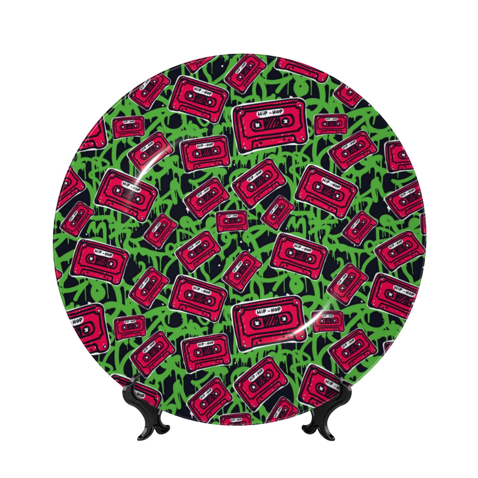 Salouo Graffiti Tape Pattern Bone China Decorative Plate,Holiday Decor ...