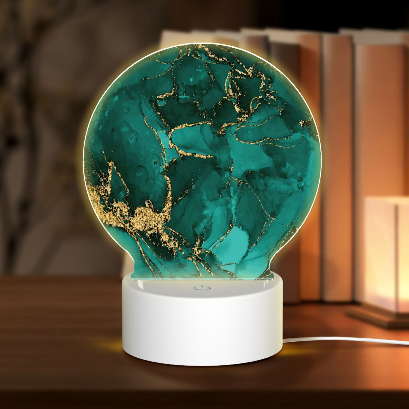 Salouo Green Gold Glitter for Round Acrylic Night Light - Acrylic ...