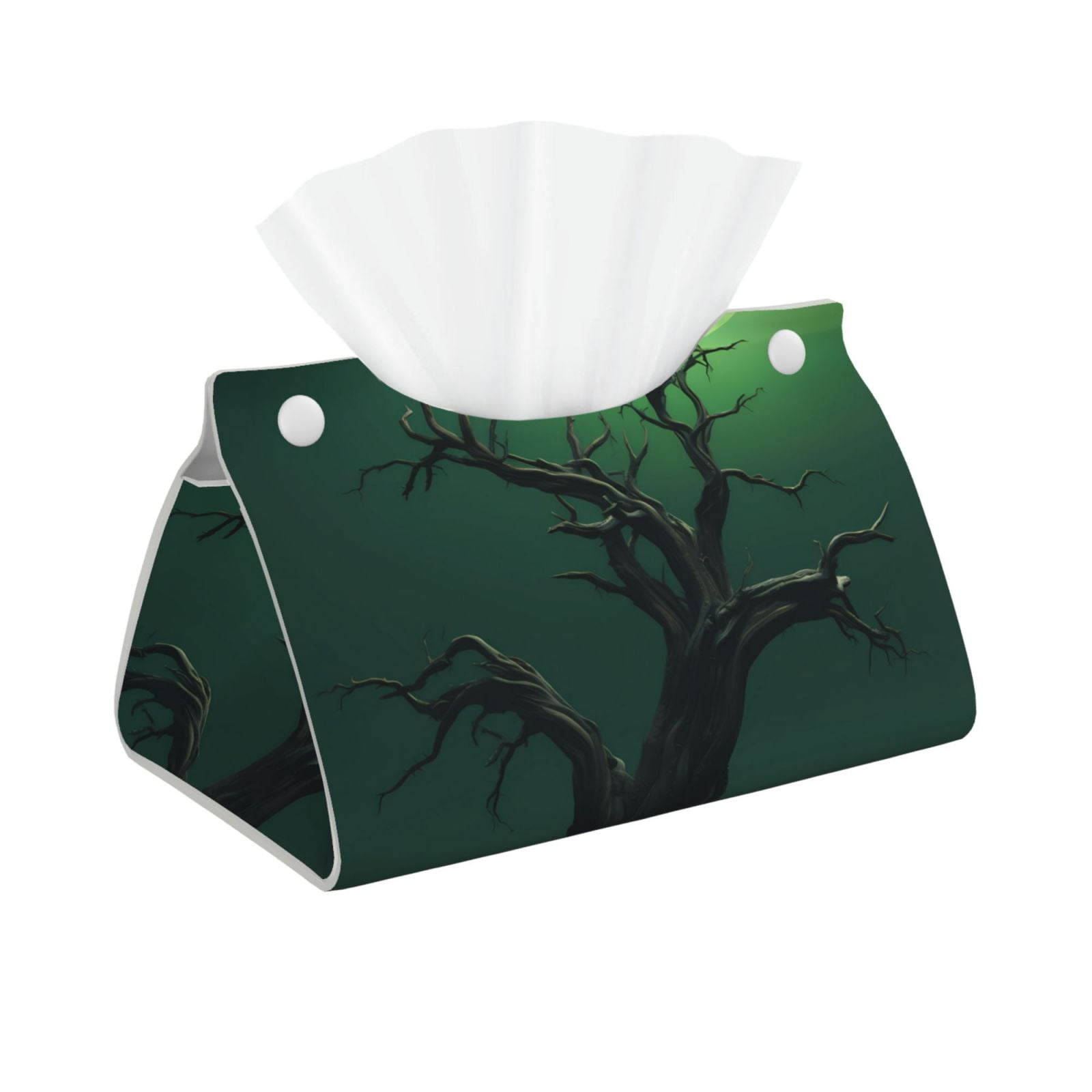 Salouo Green Night Sky Moon Branches Pattern Long Tissue Box Cover ...