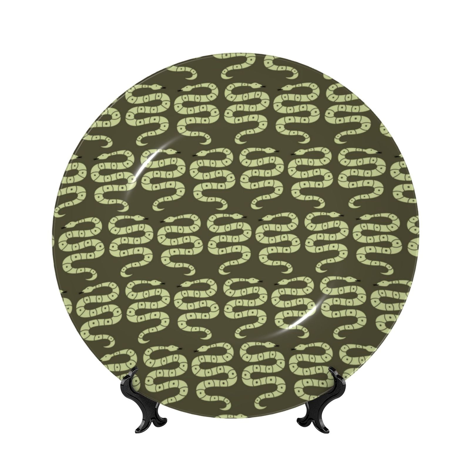 Salouo Green Snake Pattern Bone China Decorative Plate,Holiday Decor ...