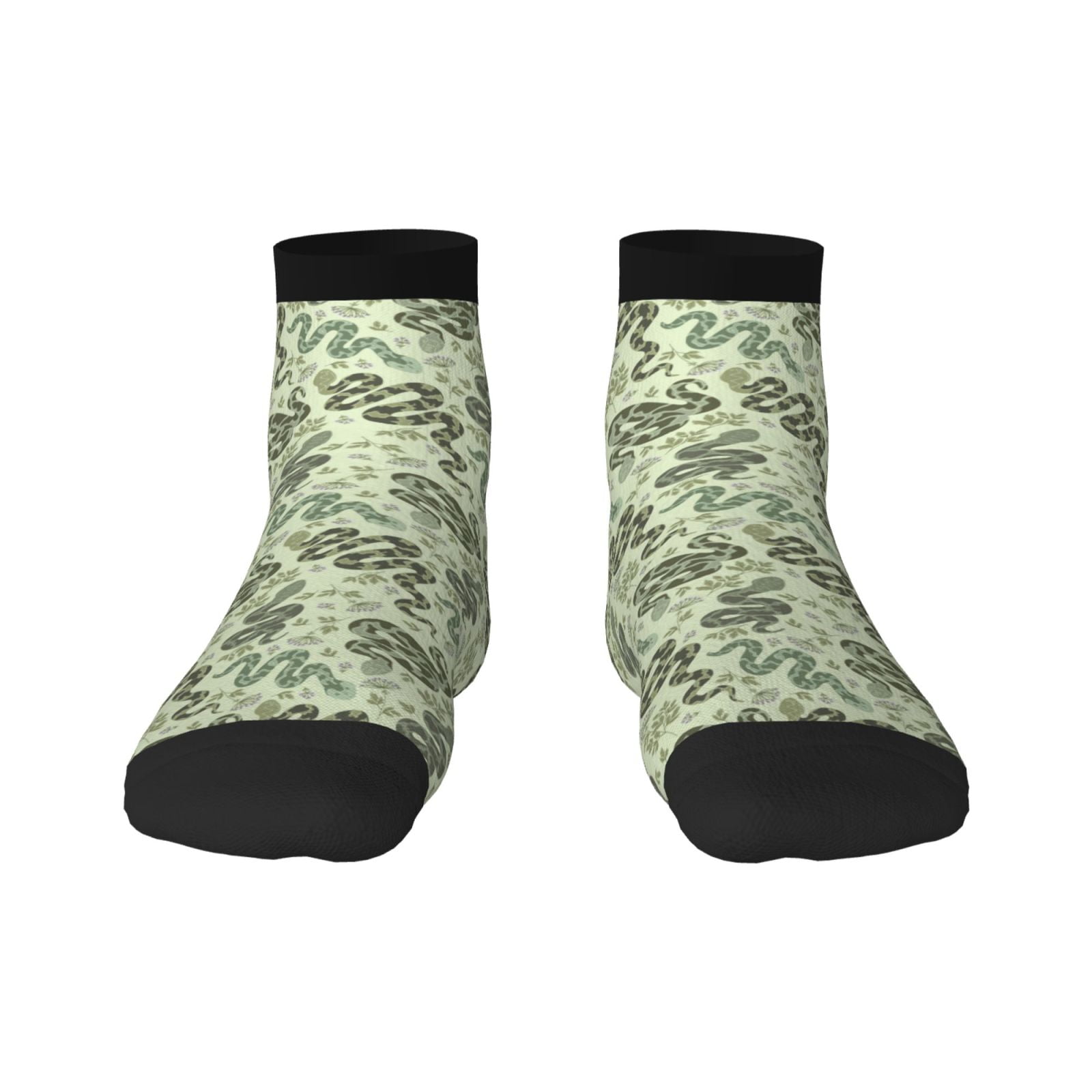 Salouo Green Snake Pattern Unisex Middle Tube Socks,Middle-Finger Knee ...