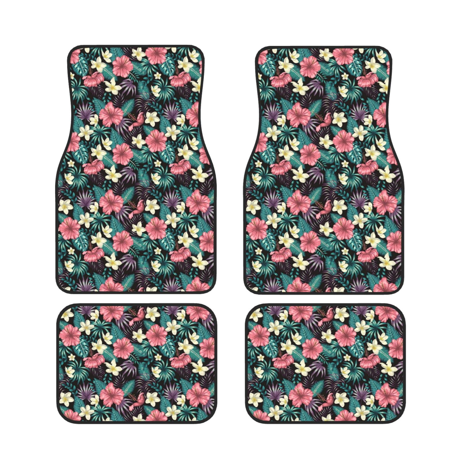 Salouo Green Tropical Leaves for Car Floor Mat Set of 4–Car Carpet Mats ...