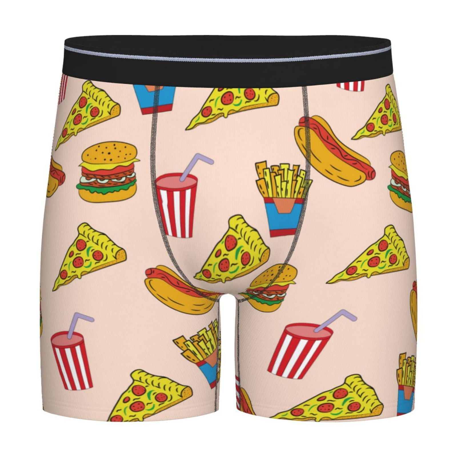 Salouo Hamburger Pizza Coke Pattern Men's Boxer Briefs, Soft ...