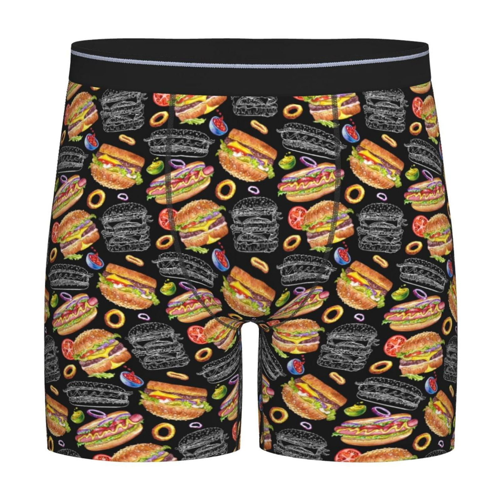 Salouo Hamburgers Hot Dogs Pattern Men's Boxer Briefs, Soft ...