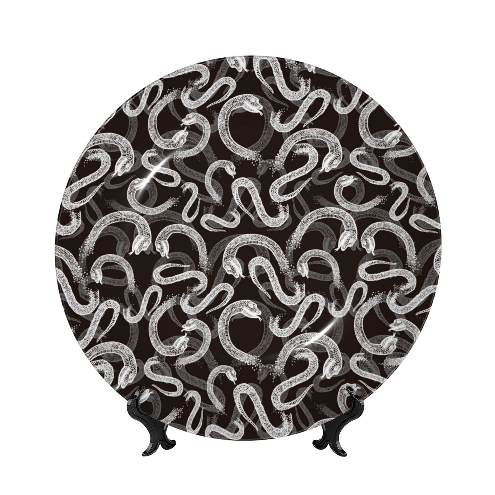 Salouo Hand Drawn Snake Pattern Bone China Decorative Plate,Holiday ...