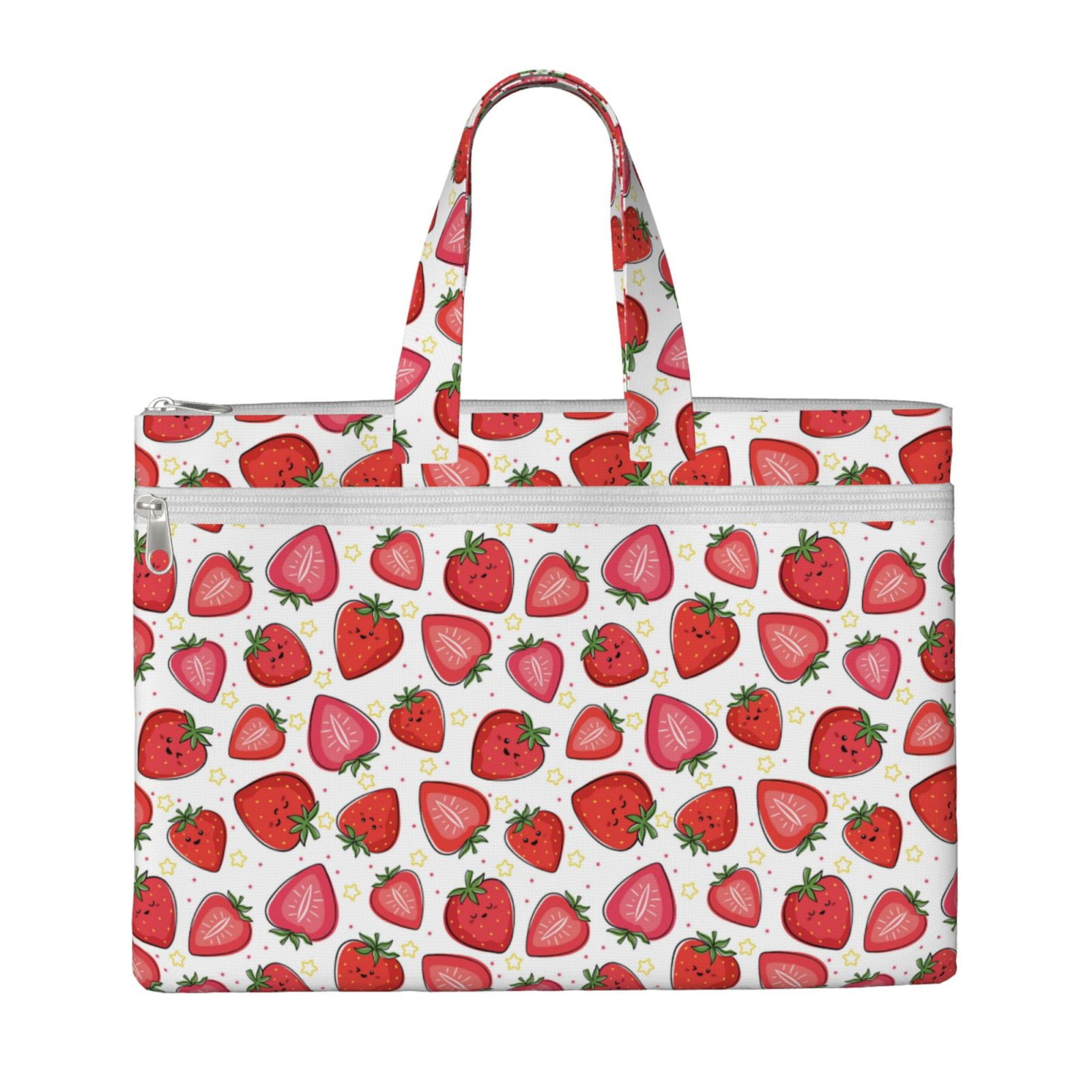Salouo Hand Drawn Strawberry for Canvas Tote File Bag, Tote Bag With ...