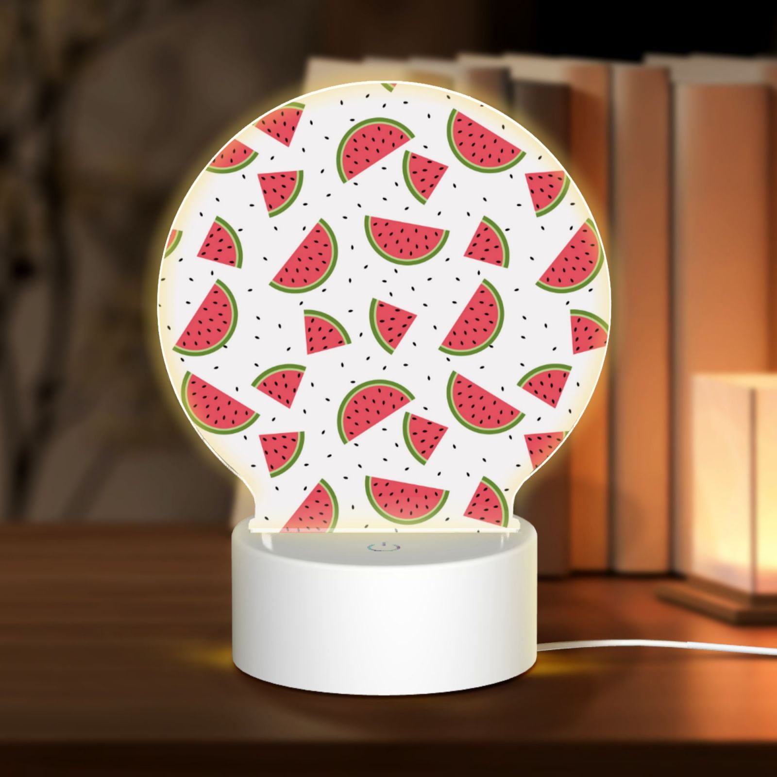Salouo Hand Drawn Watermelon for Round Acrylic Night Light - Acrylic ...