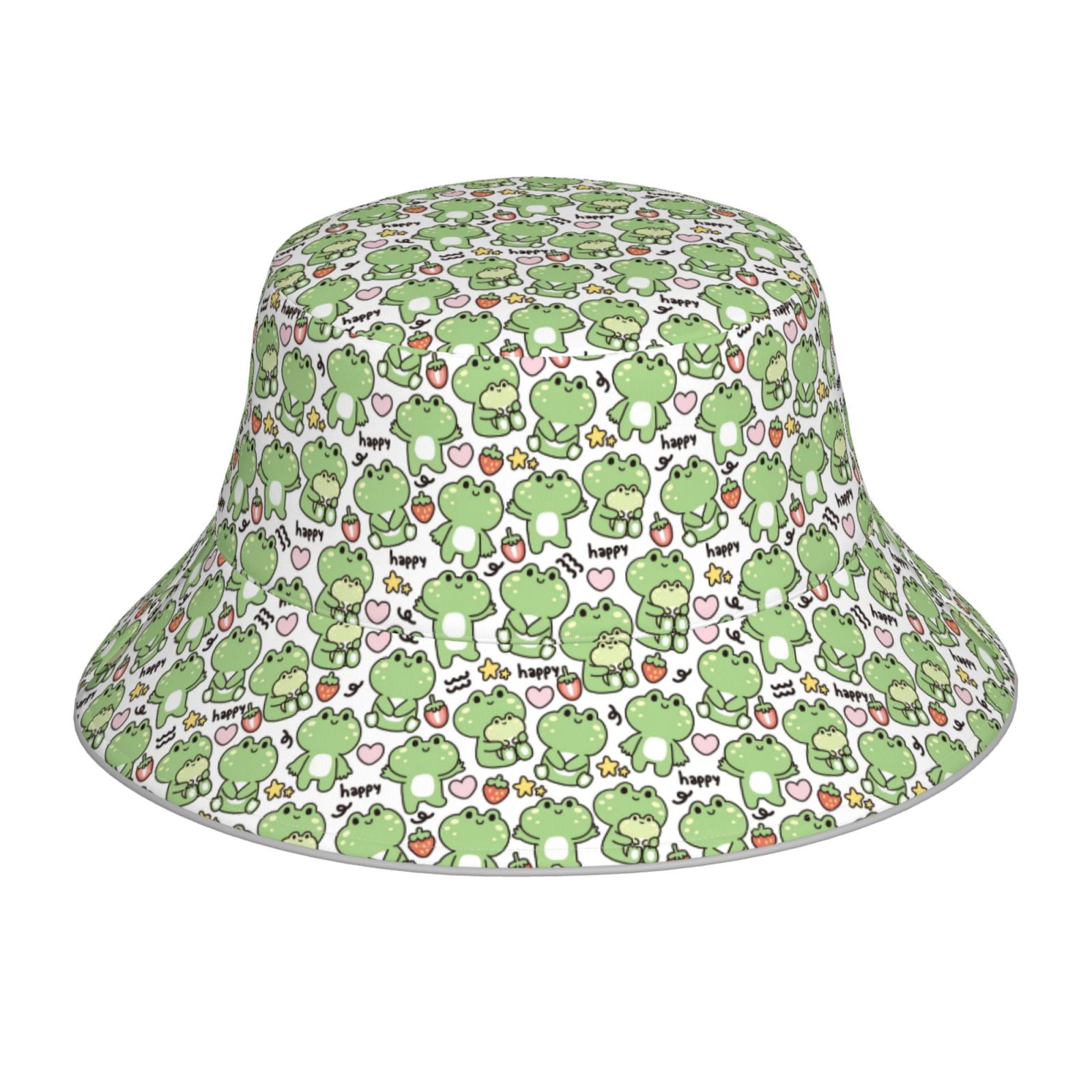 Salouo Happy Frogs Print Unisex Bucket Hat, Outdoor Summer Beach ...