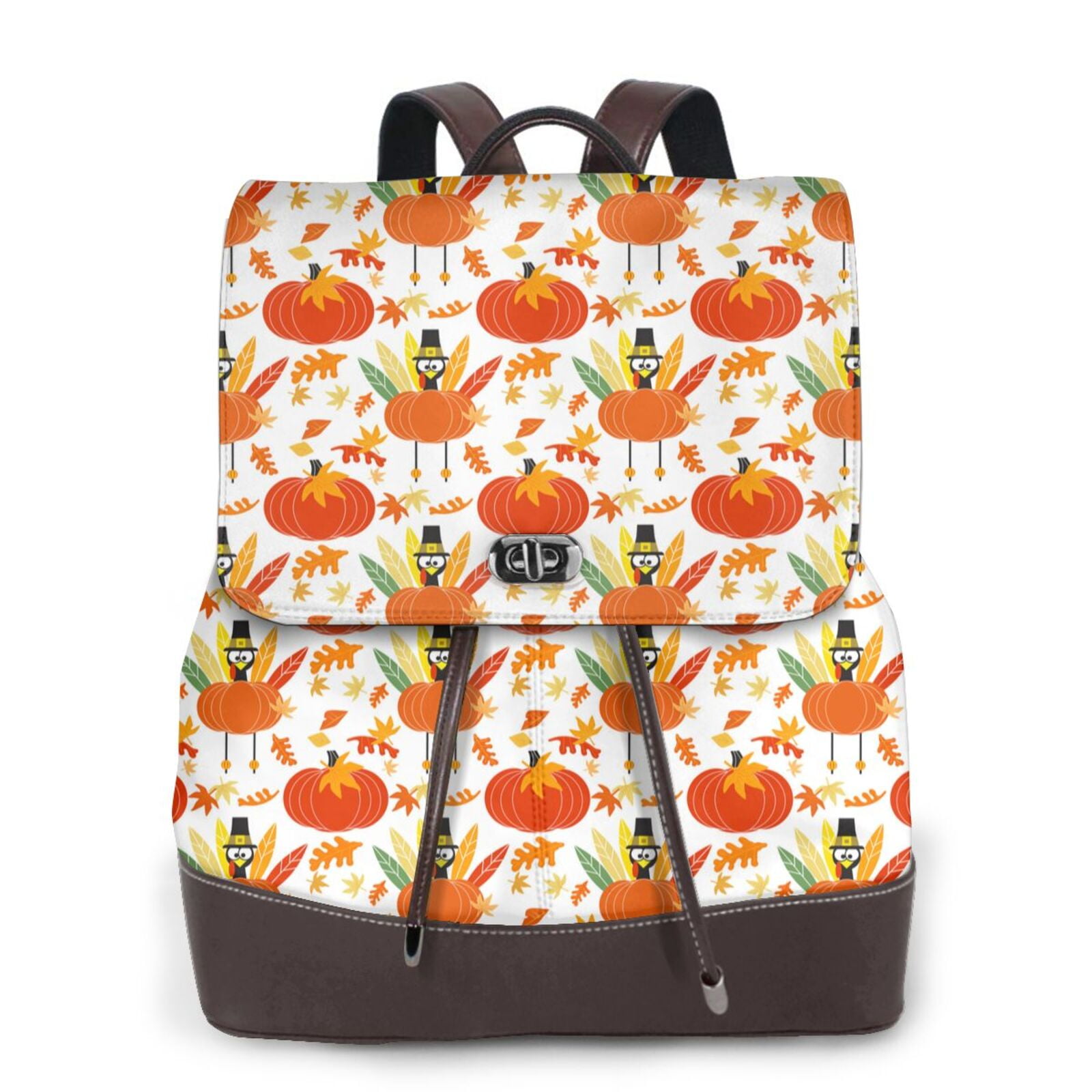 Salouo Happy Thanksgiving Day1 Pattern PU Leather Backpack,Purse for ...