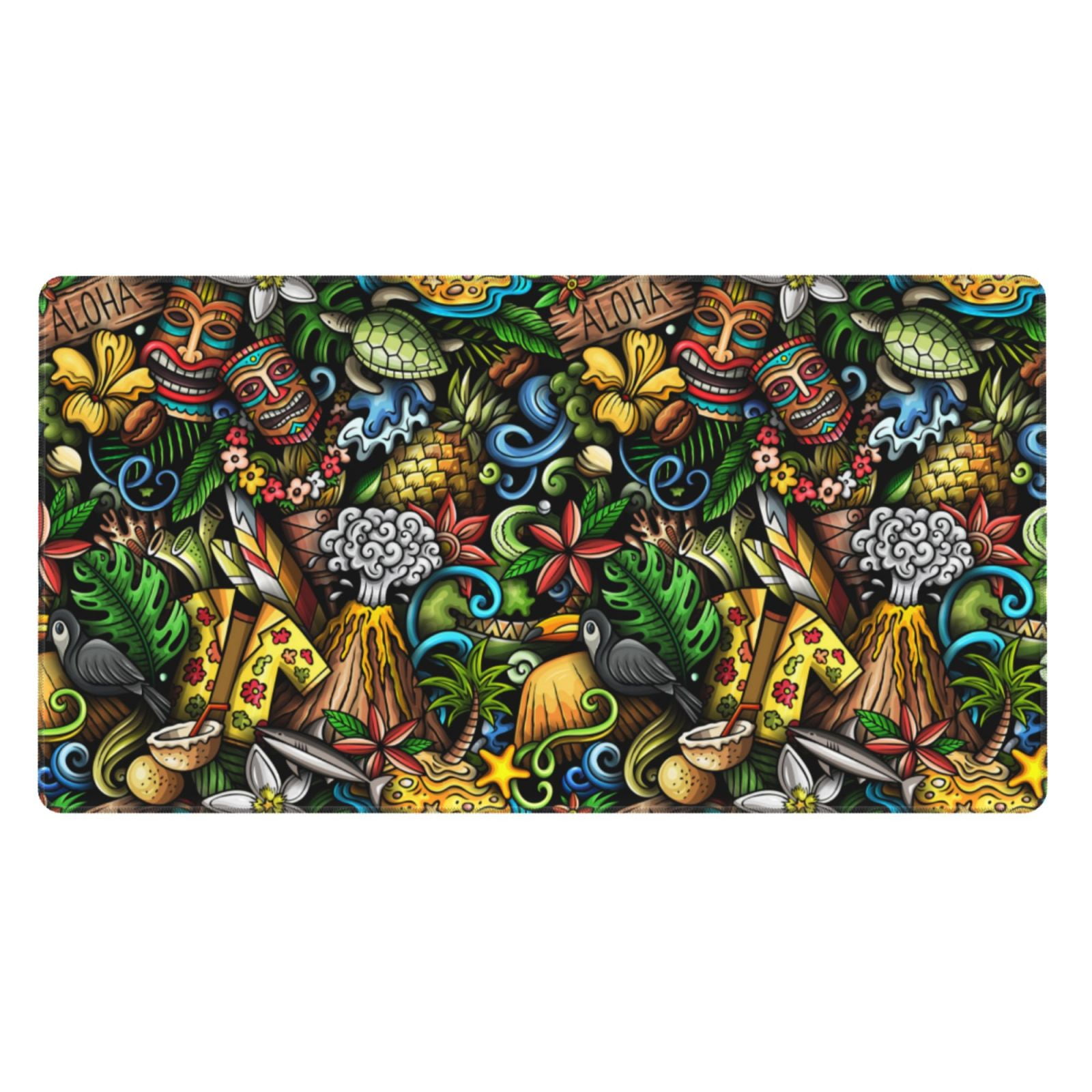 Salouo Hawaiian Culture Symbols Print Large Mouse Pad,Extended Mat Desk ...