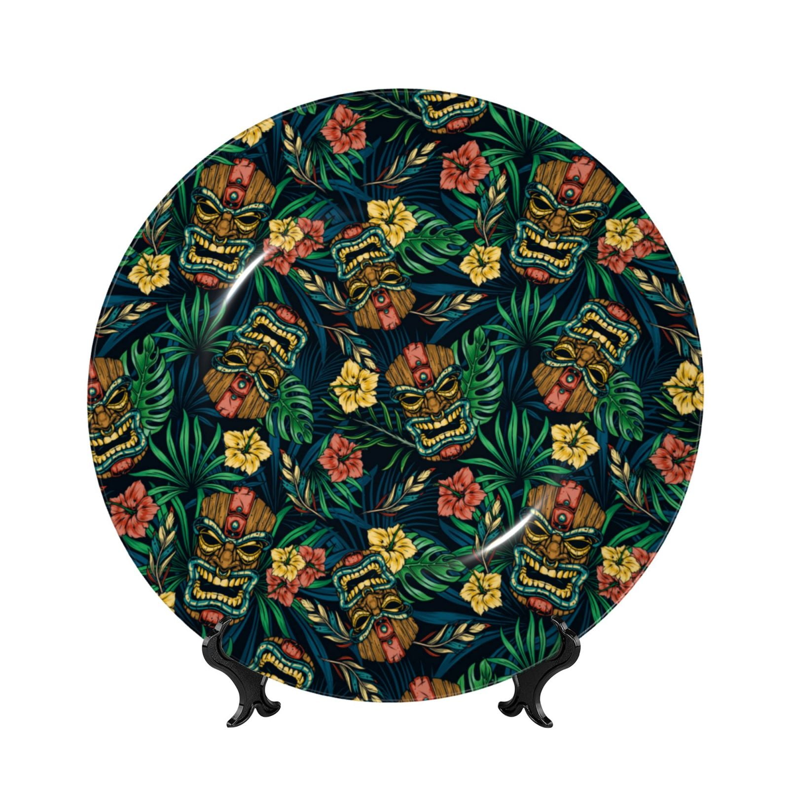 Salouo Hawaiian Tribal Mask Pattern Bone China Decorative Plate,Holiday ...